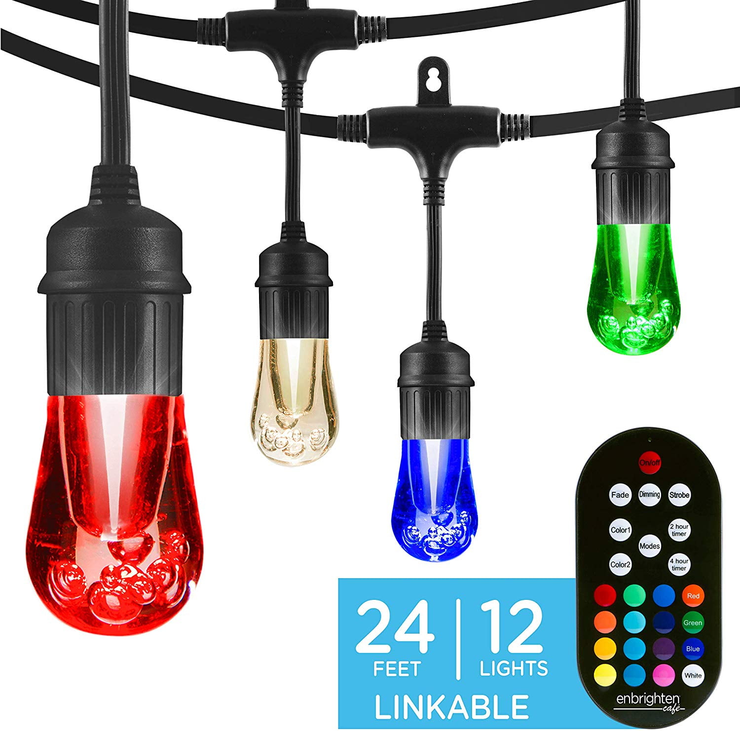 Enbrighten, Eco Scapes LED Color-Changing Caf√© Lights, 24' Length ...