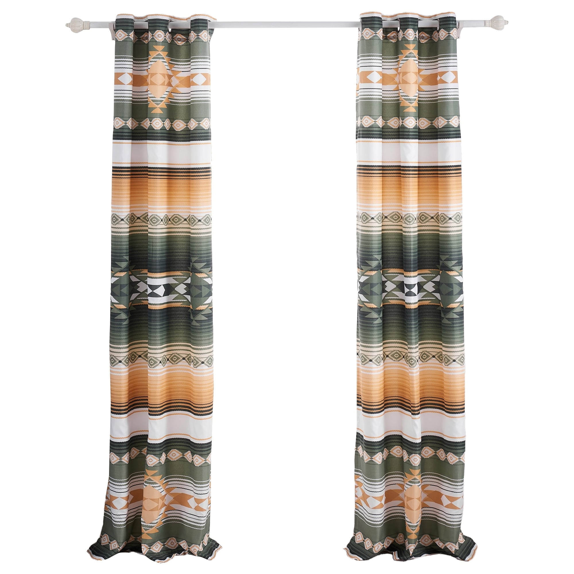 Jashua 84 Inch Window Two Panel Curtains, Southwest Yellow Stripes ...