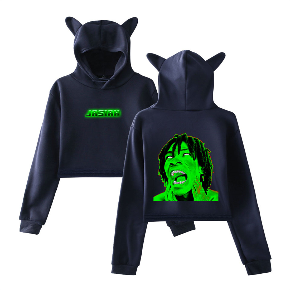 Jasiah Rapper Short Hoodie Casual Pullover Unique Cat Ear Sweatshirt ...