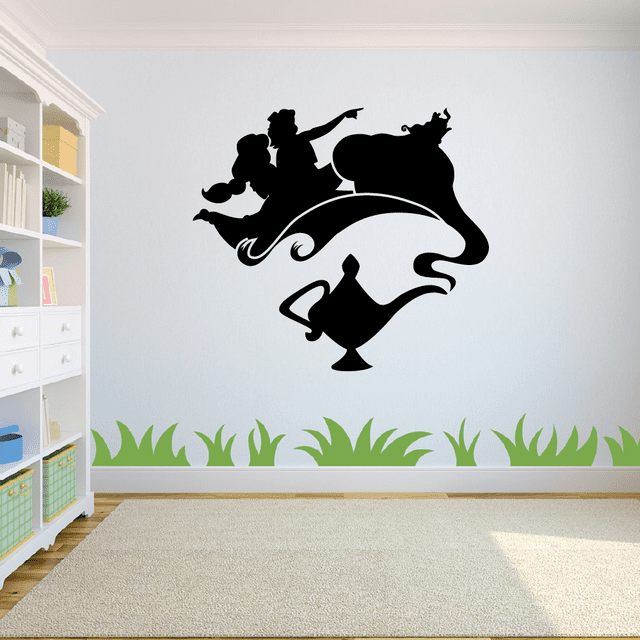 Jasmine Aladdin and Genie Magic Carpet Flying Silhouette Genie's Lamp ...