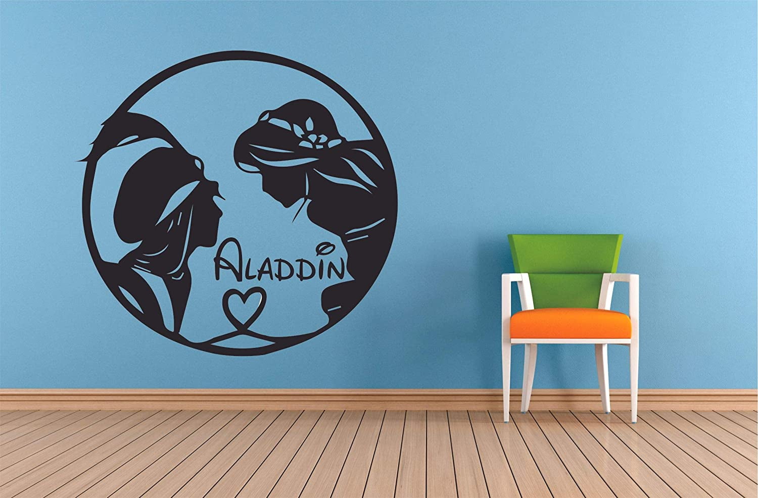 Jasmine and Aladdin Kids Cartoon Wall Sticker Vinyl Wall Art Decal for Girls Boys Baby Kid ...