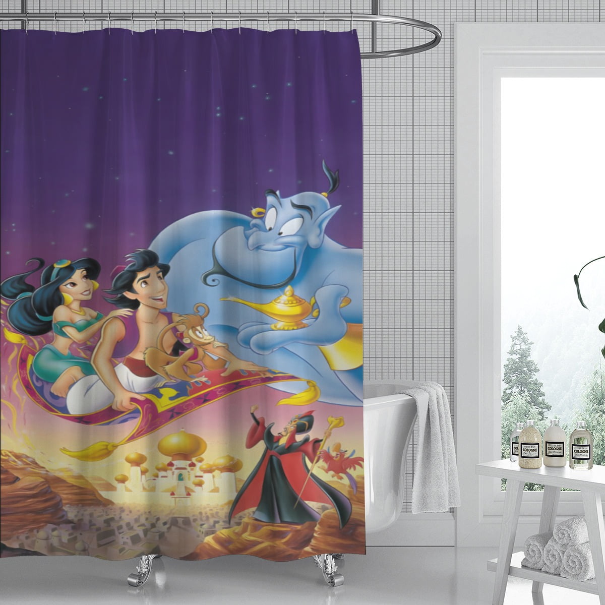 Jasmine Aladdin Princess shower curtain features a bold and iconic ...