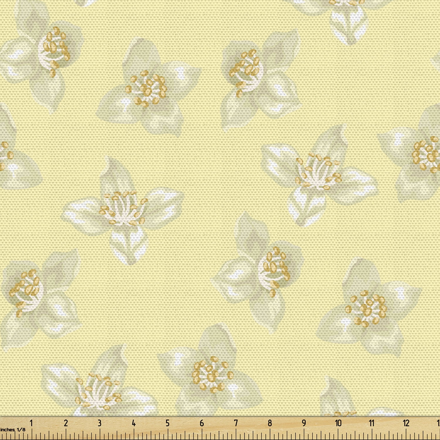 Ambesonne Jasmine Fabric by the Yard Upholstery, Pastel Romance Petals ...