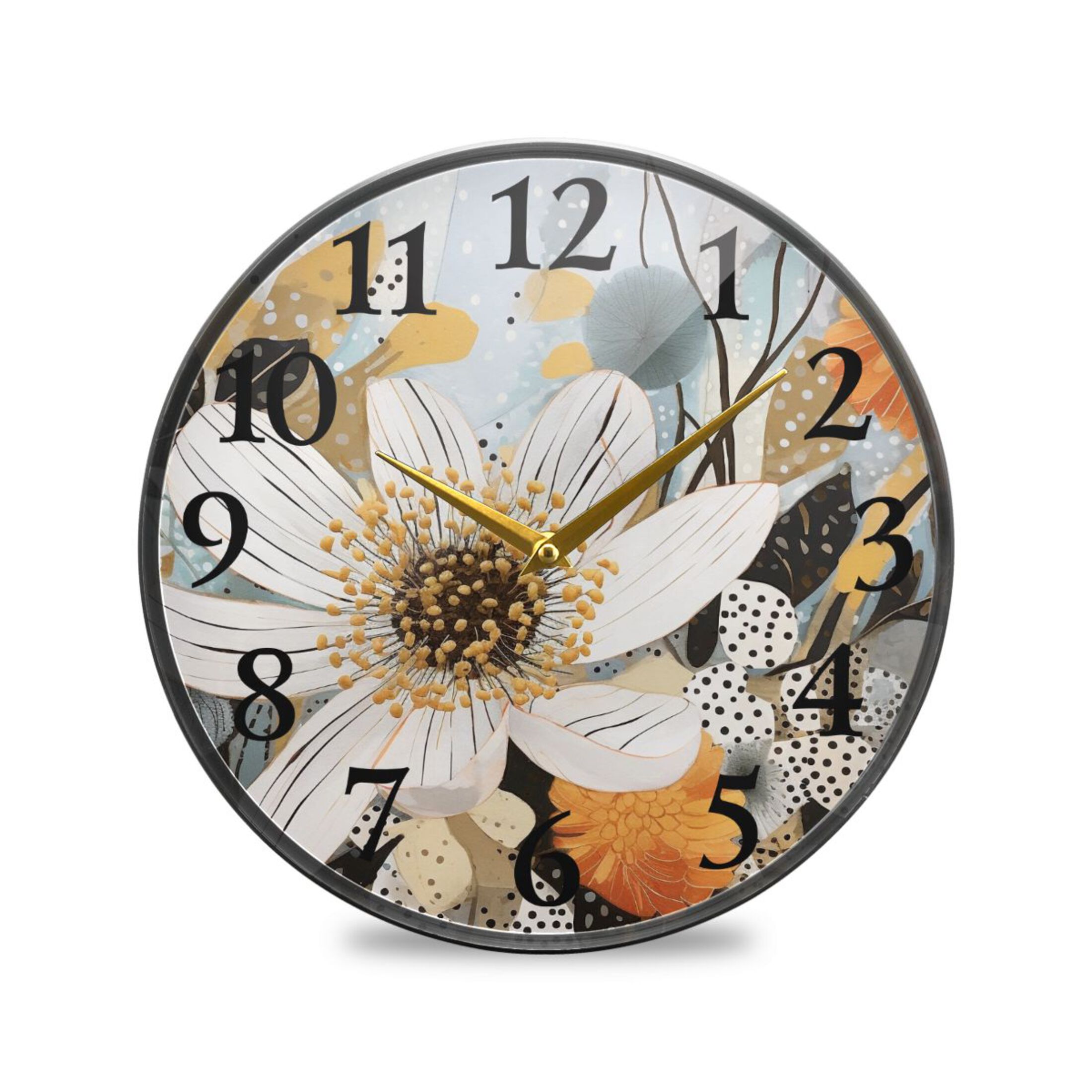 Jasmine Flowers Abstract Wall Clocks Battery Operated 9.5 Inch Round ...