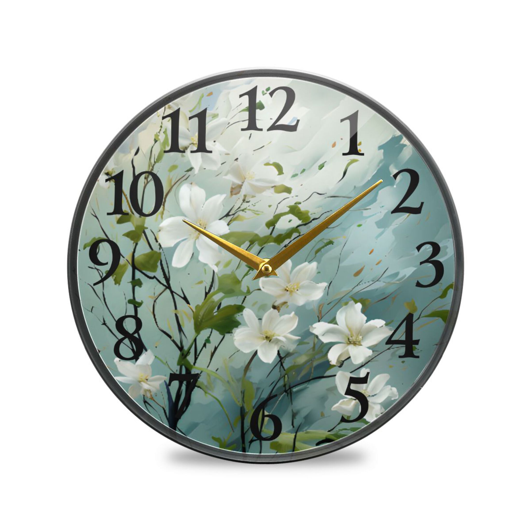 Jasmine Flowers Wall Clocks Battery Operated 9.5 Inch Round Clock ...