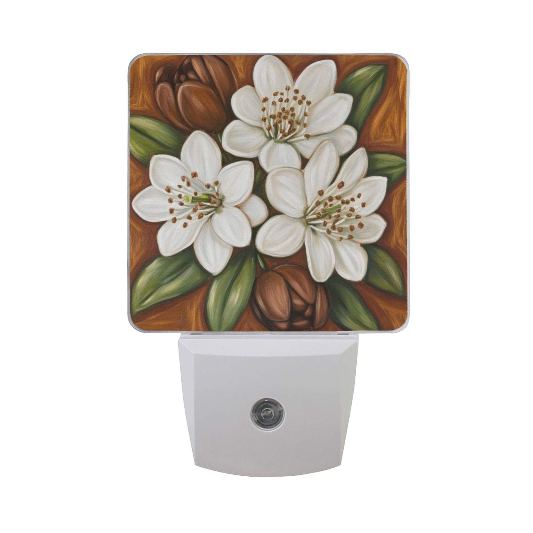 Jasmine Flowers and Leaf Night Light 2 Pack LED Nightlight Plug into ...