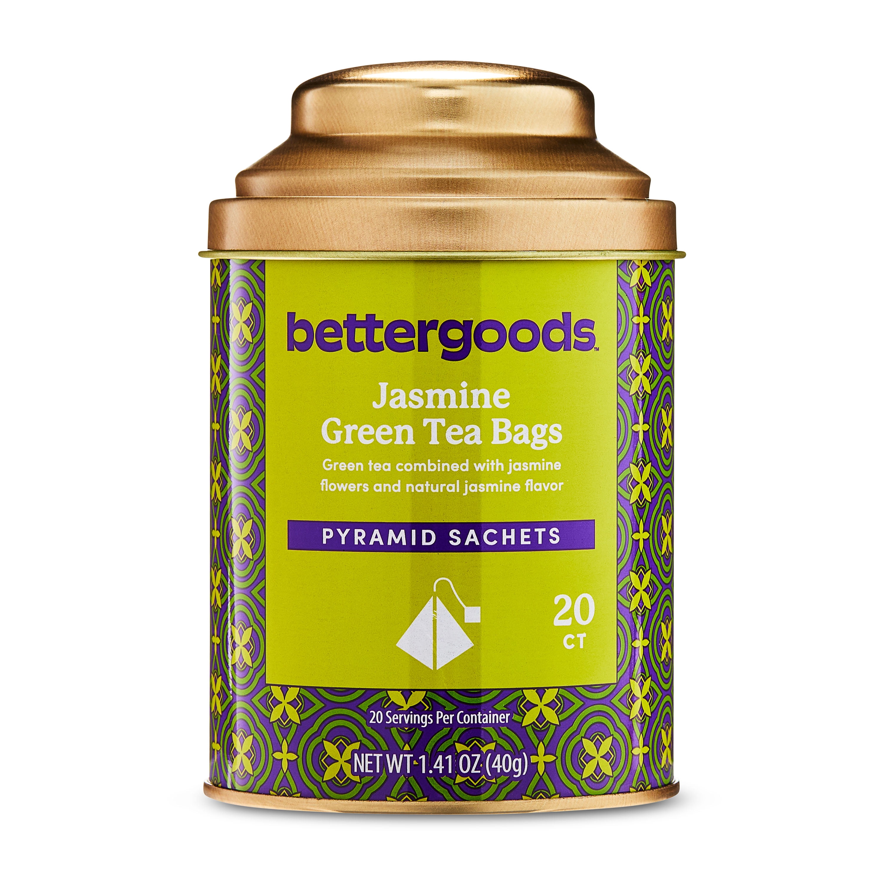 bettergoods Jasmine Green Tea Bags, 1.41 oz, 20 Pyramid Sachets ...