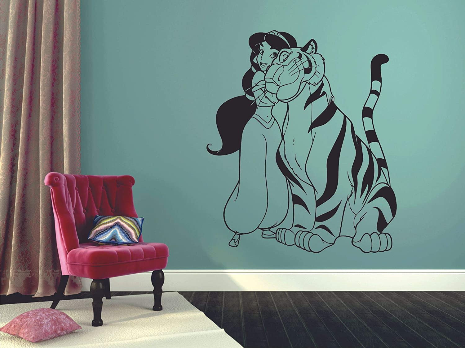 Jasmine and Rajah Aladdin Kids Wall Sticker Vinyl Wall Art Decal for ...