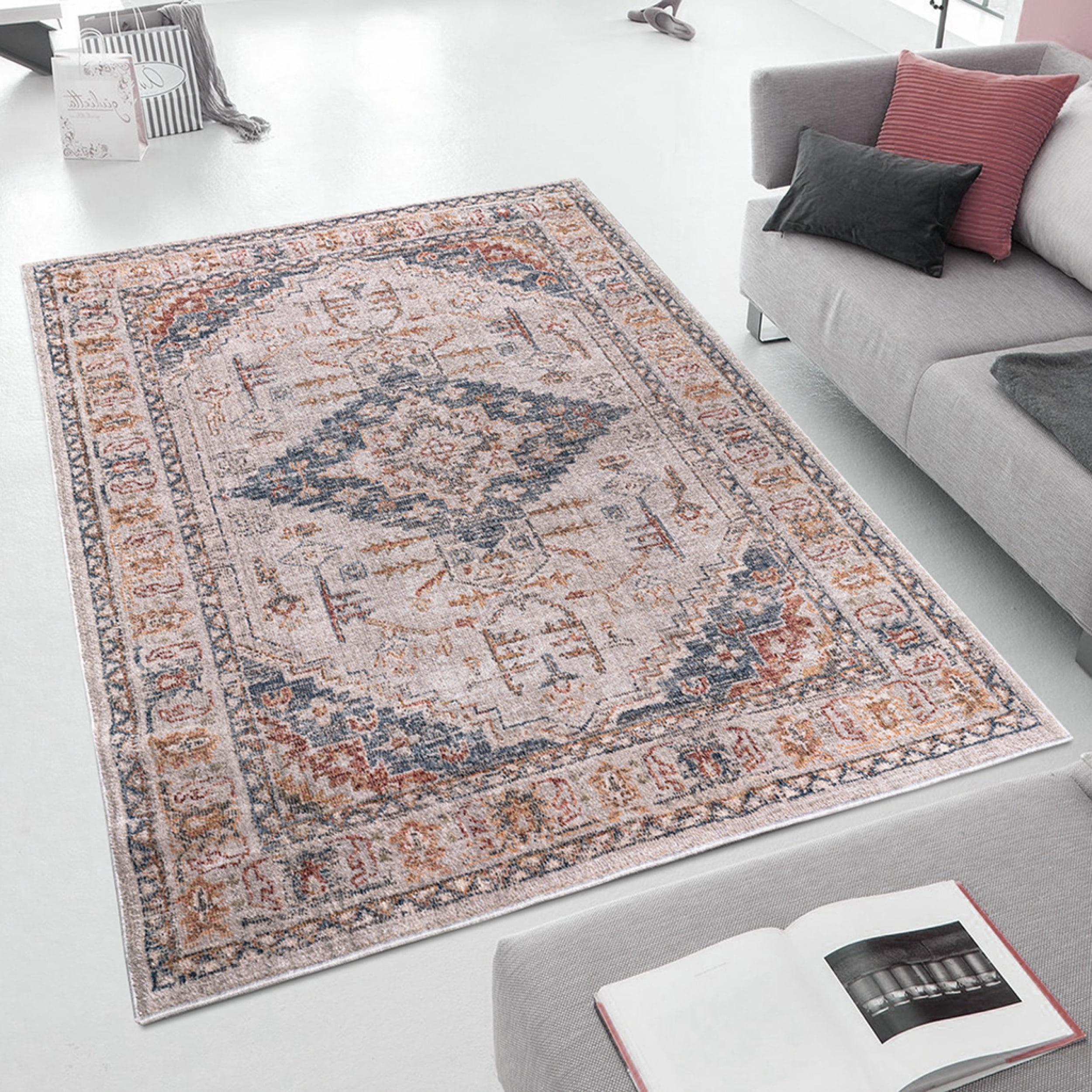 Jasmine Vintage Medallion Woven Area Rug 98002 - Walmart.com