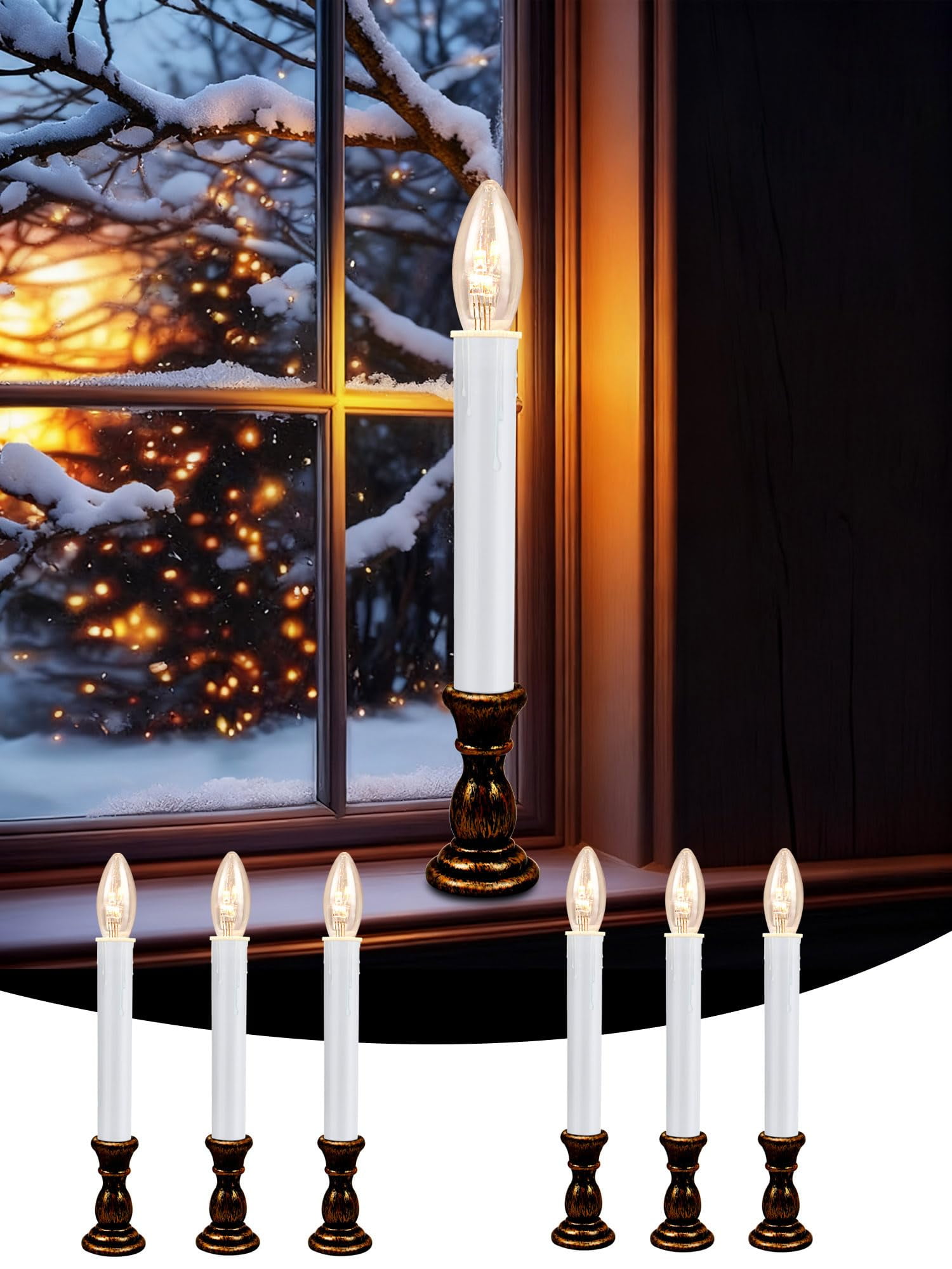 Jasneniebo Christmas Window Candle Lights with Timer, 10" Bright LED ...