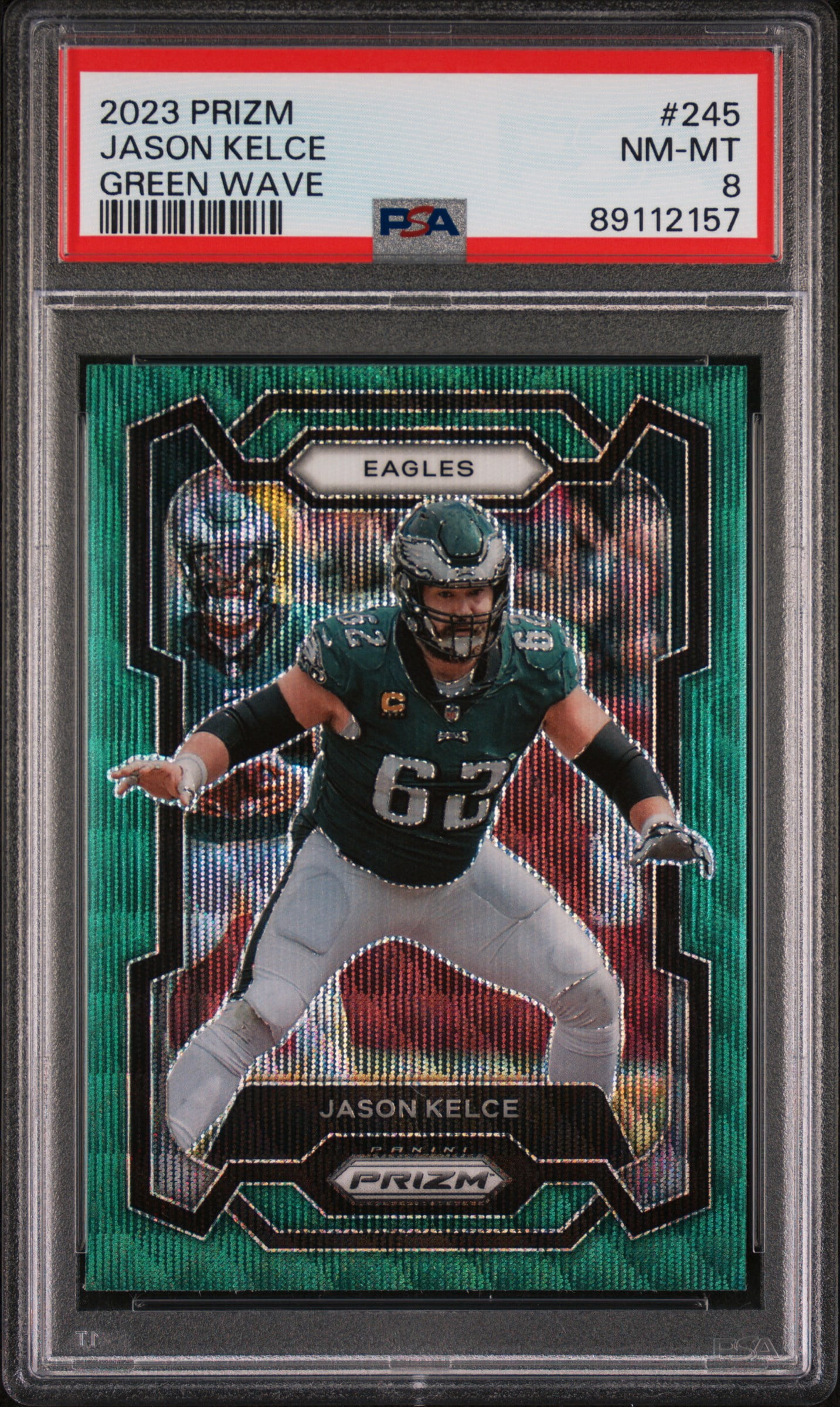 Jason Kelce 2023 Panini Prizm Green Wave Football Card #245 Graded PSA ...