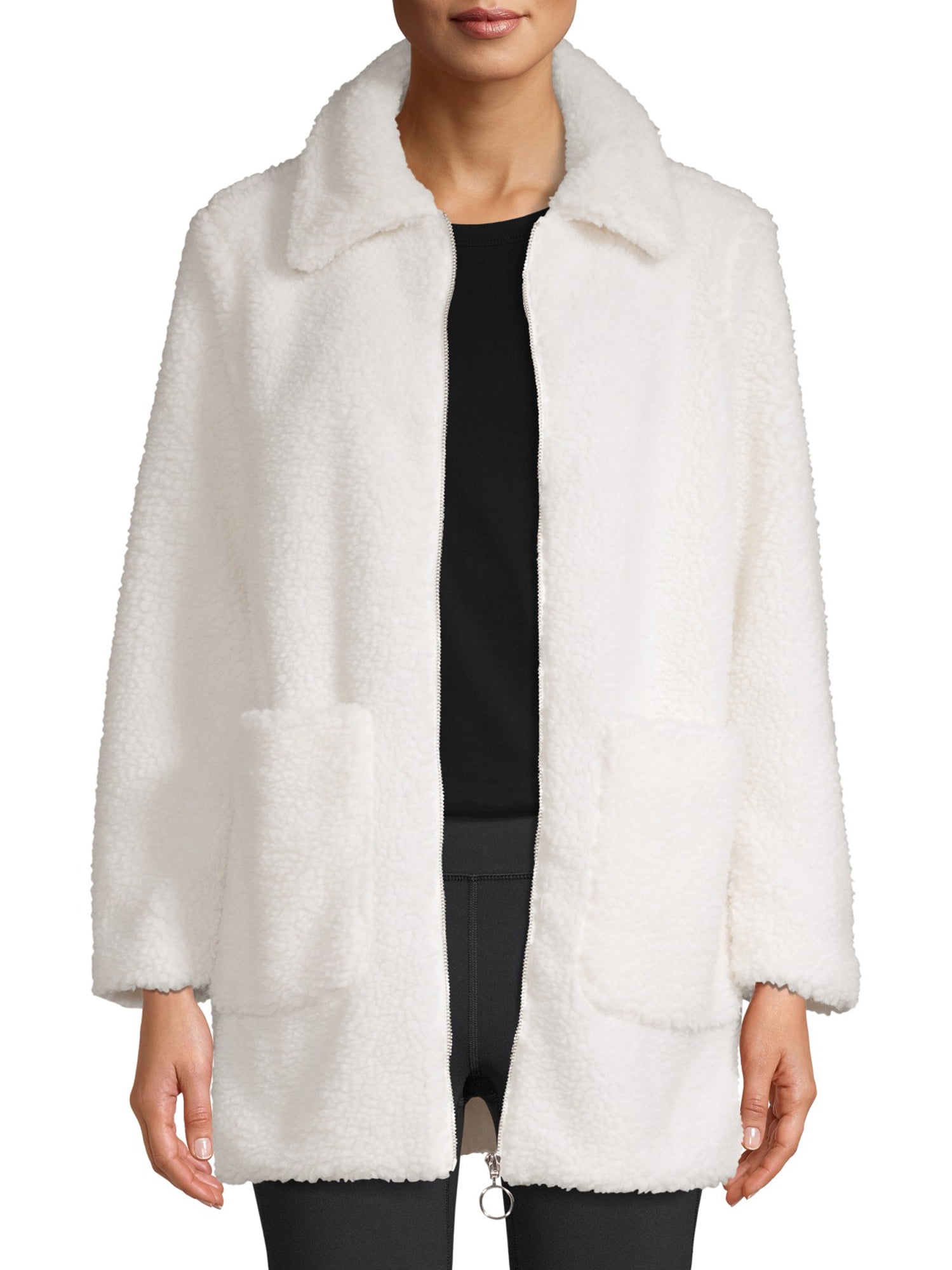 Jason Maxwell Women's Collared Zip Up Teddy Jacket - Walmart.com