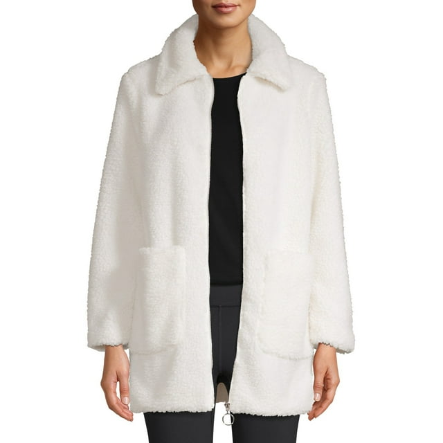 Jason Maxwell Women's Collared Zip Up Teddy Jacket - Walmart.com