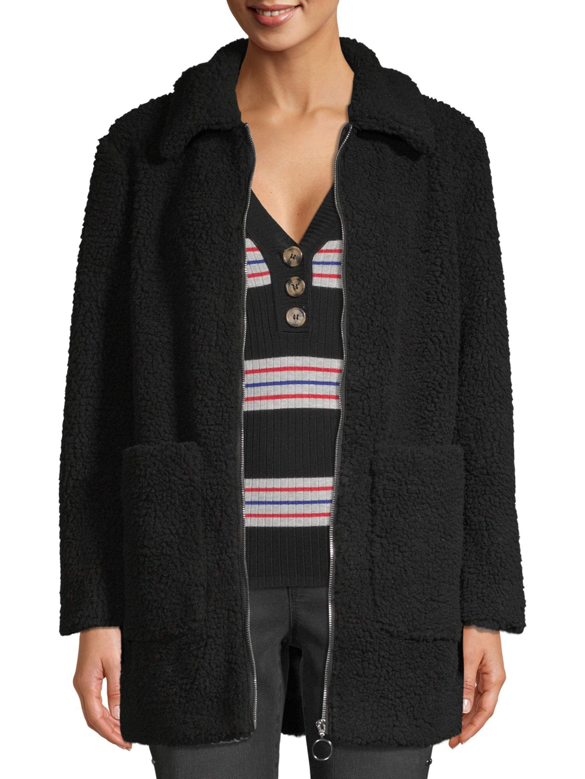Jason Maxwell Women's Collared Zip Up Teddy Jacket - Walmart.com