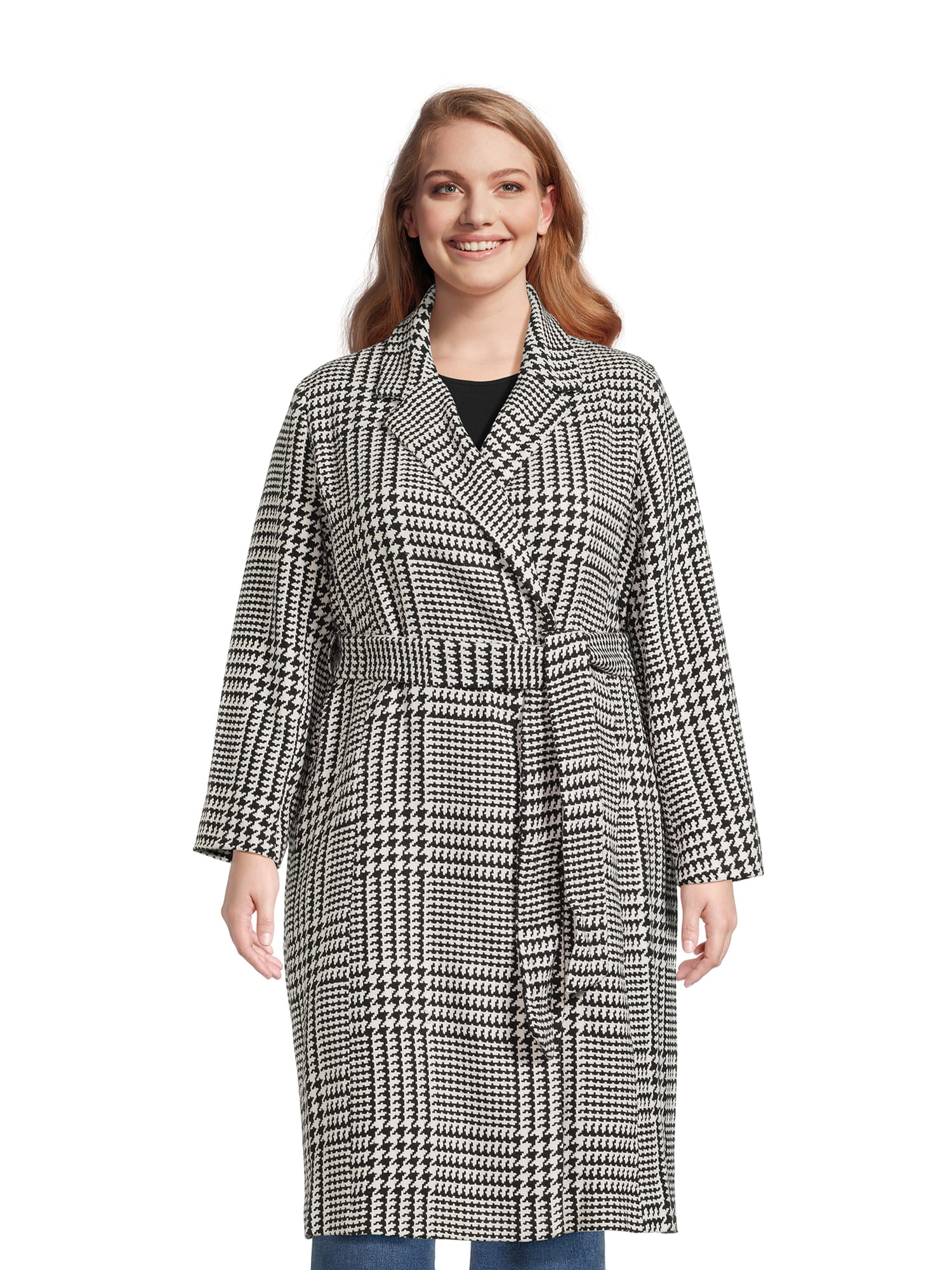 Jason Maxwell Women's and Women's Plus Long Coat with Tie Belt, Sizes S-3X - Walmart.com