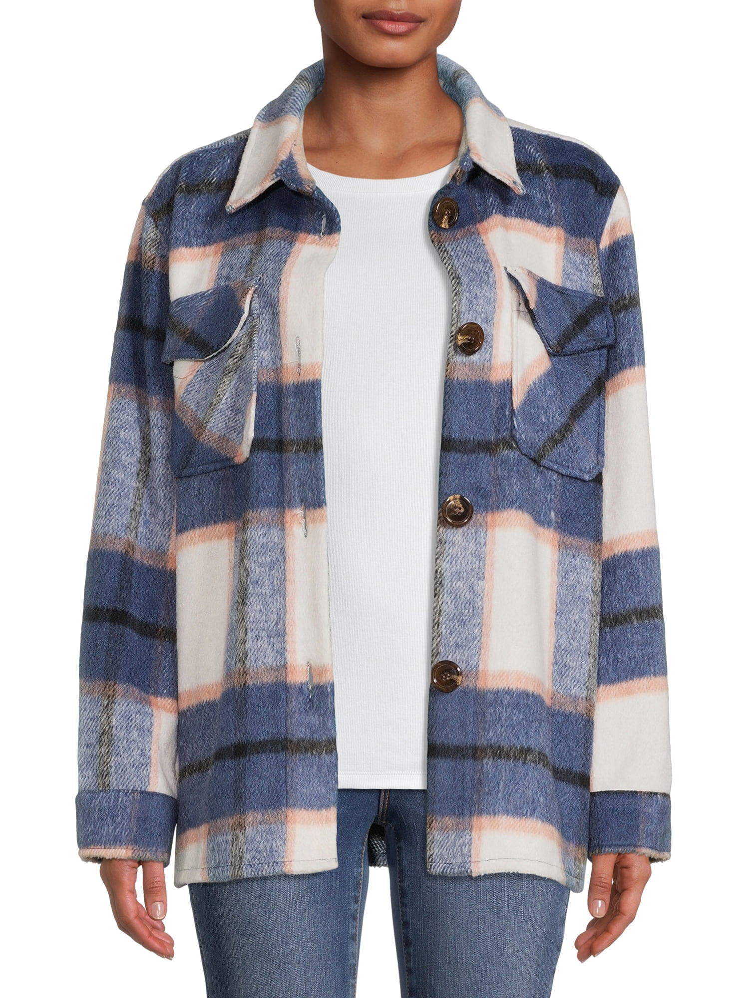 Jason Maxwell Women's Long Sleeve Relaxed Fit Plaid Fashion Jacket ...