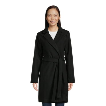 Jason Maxwell Women's and Women's Plus Long Coat with Tie Belt, Sizes S ...