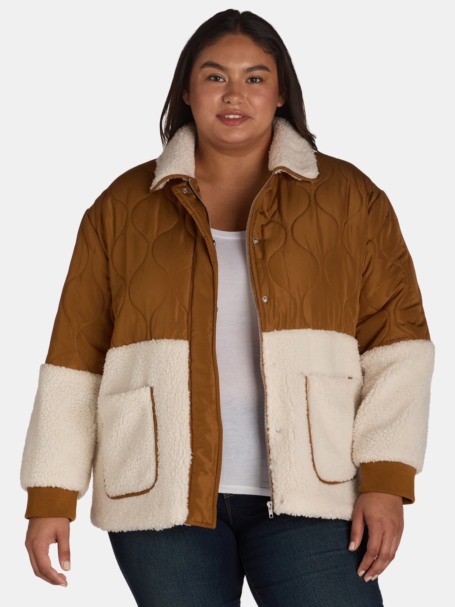Jason Maxwell Women's and Women’s Plus Quilted Jacket with Faux ...