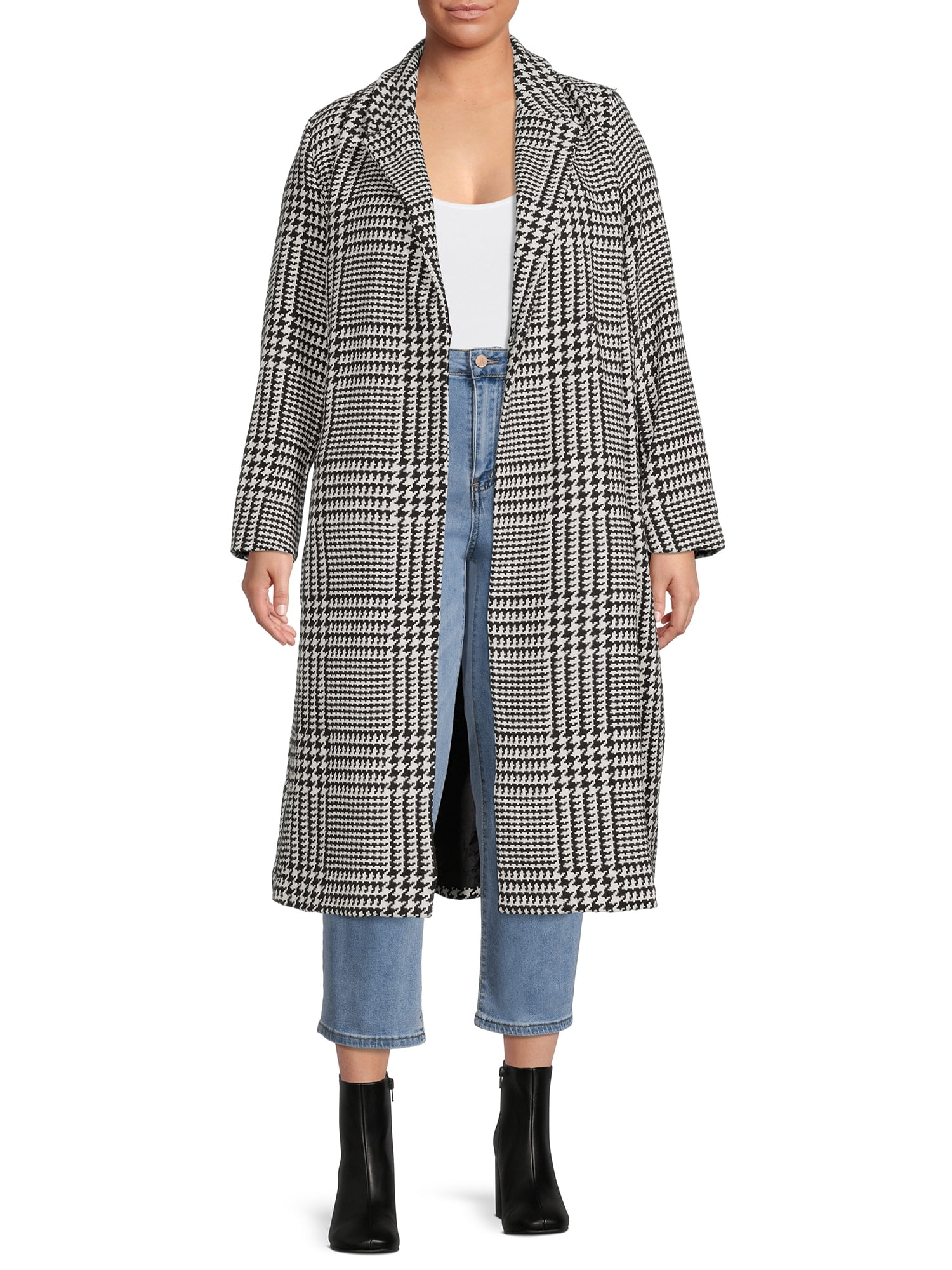 Jason Maxwell Women's Plus Size Belted Plaid Coat - Walmart.com