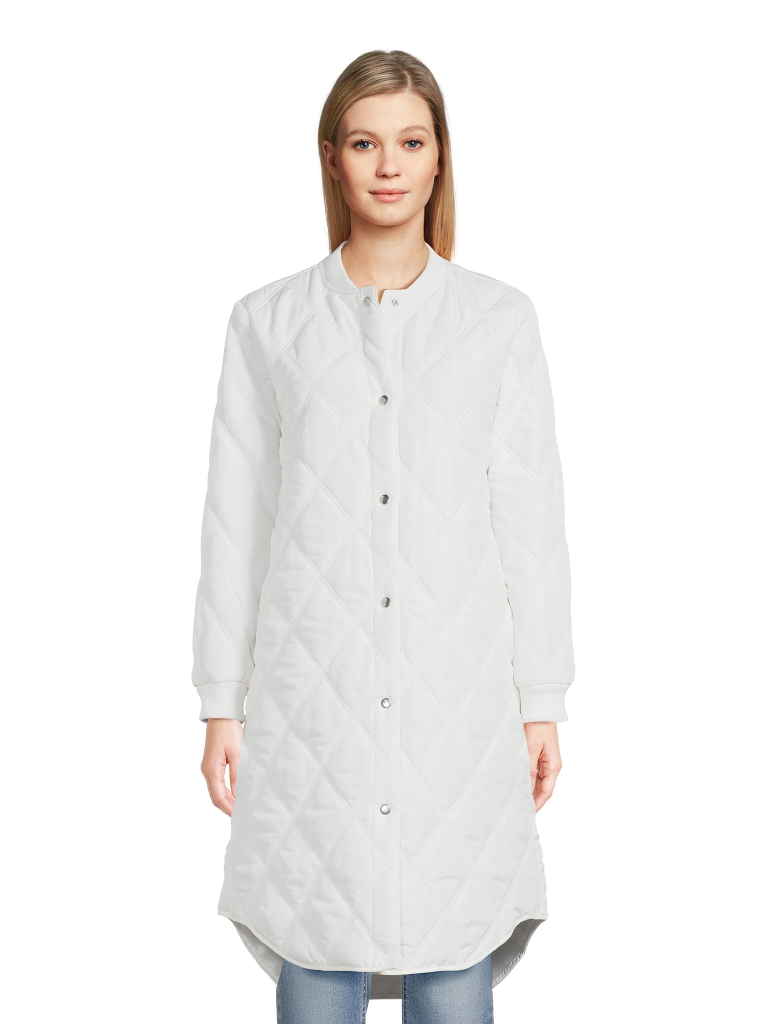 Jason Maxwell Women's and Women's Plus Quilted Coat with Ribbed Collar ...