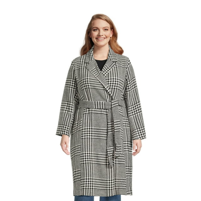 Jason Maxwell Women's and Women's Plus Long Coat with Tie Belt, Sizes S ...