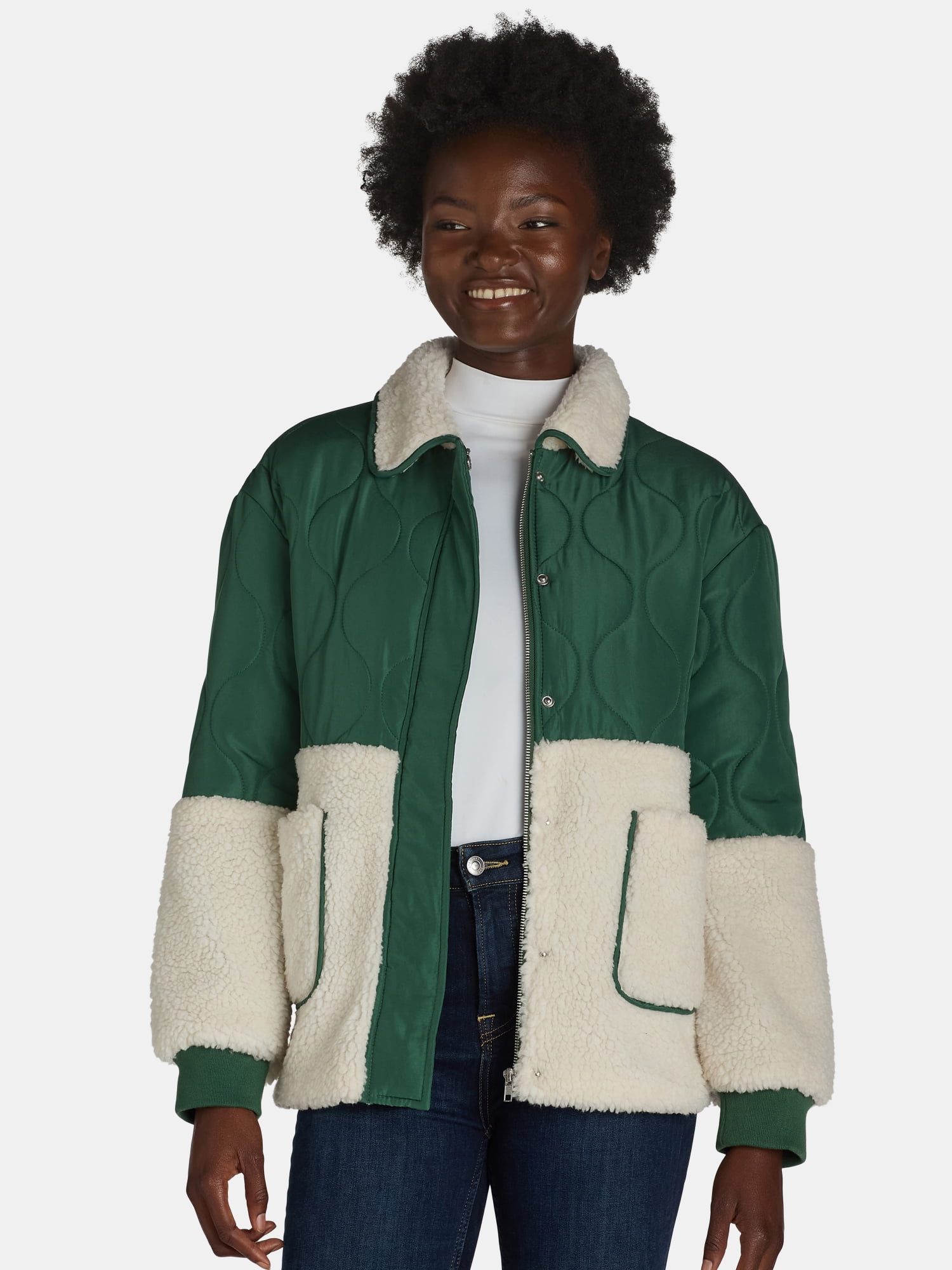Jason Maxwell Women's and Women’s Plus Quilted Jacket with Faux ...