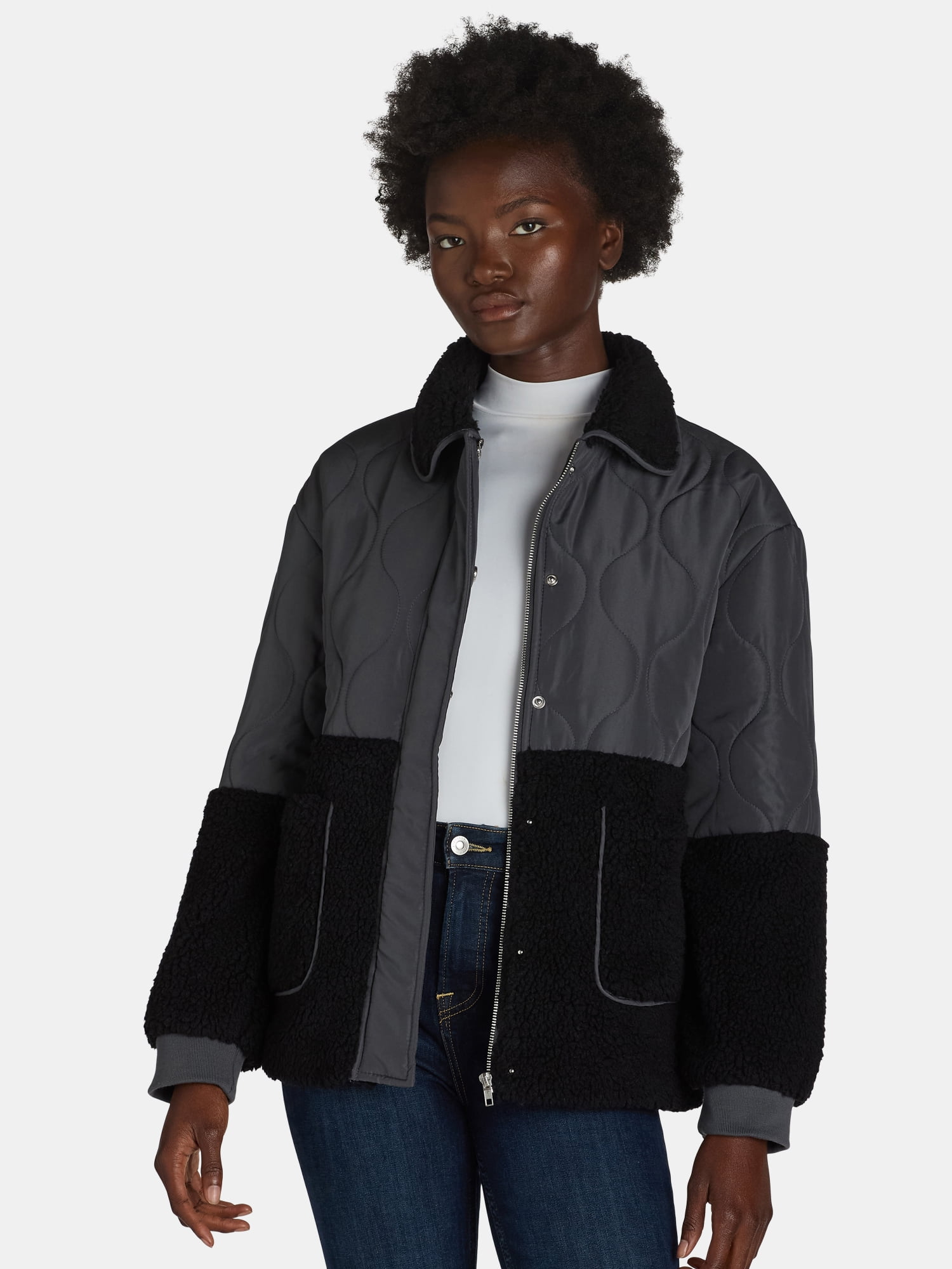 Jason Maxwell Women's and Women’s Plus Quilted Jacket with Faux ...