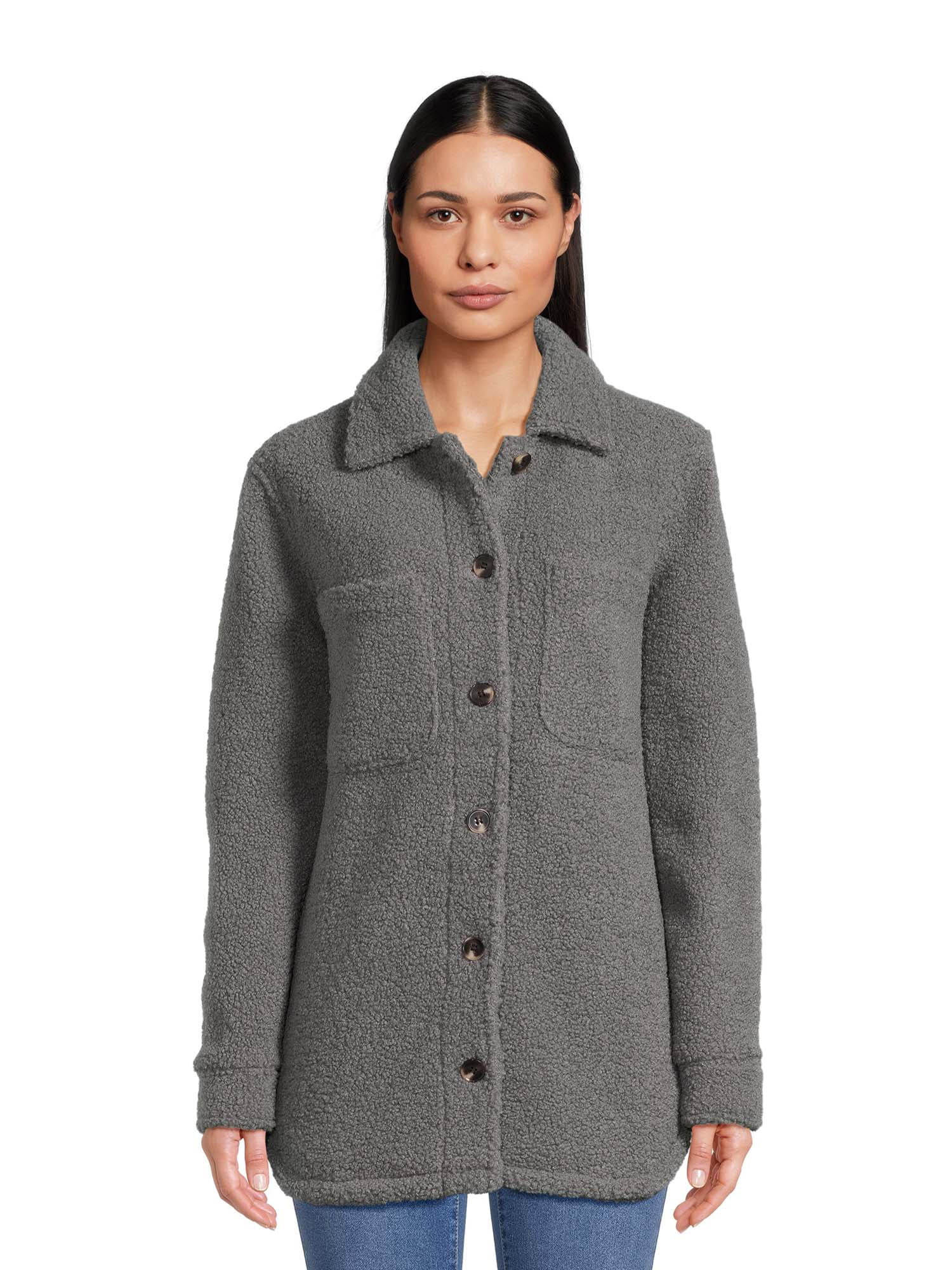 Jason Maxwell Women’s and Women’s Plus Size Faux Shearling Button Down ...