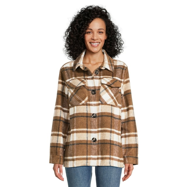 Jason Maxwell Women's and Women's Plus Size Plaid Button Down Shacket ...