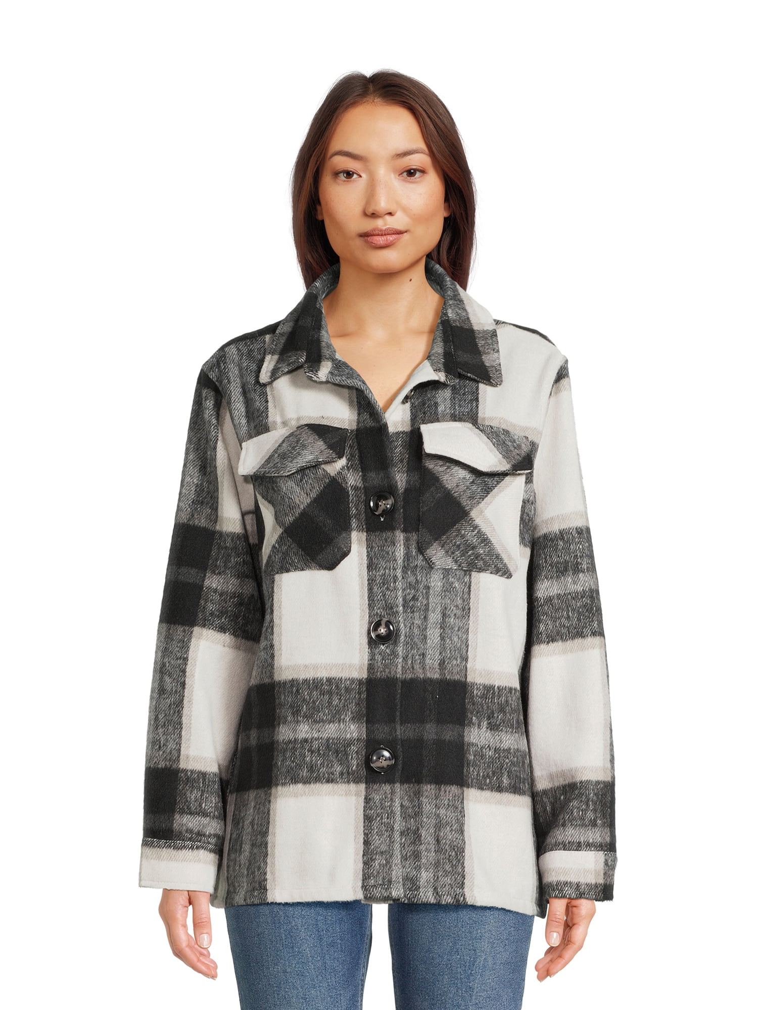 Jason Maxwell Women's and Women's Plus Size Plaid Button Down Shacket ...