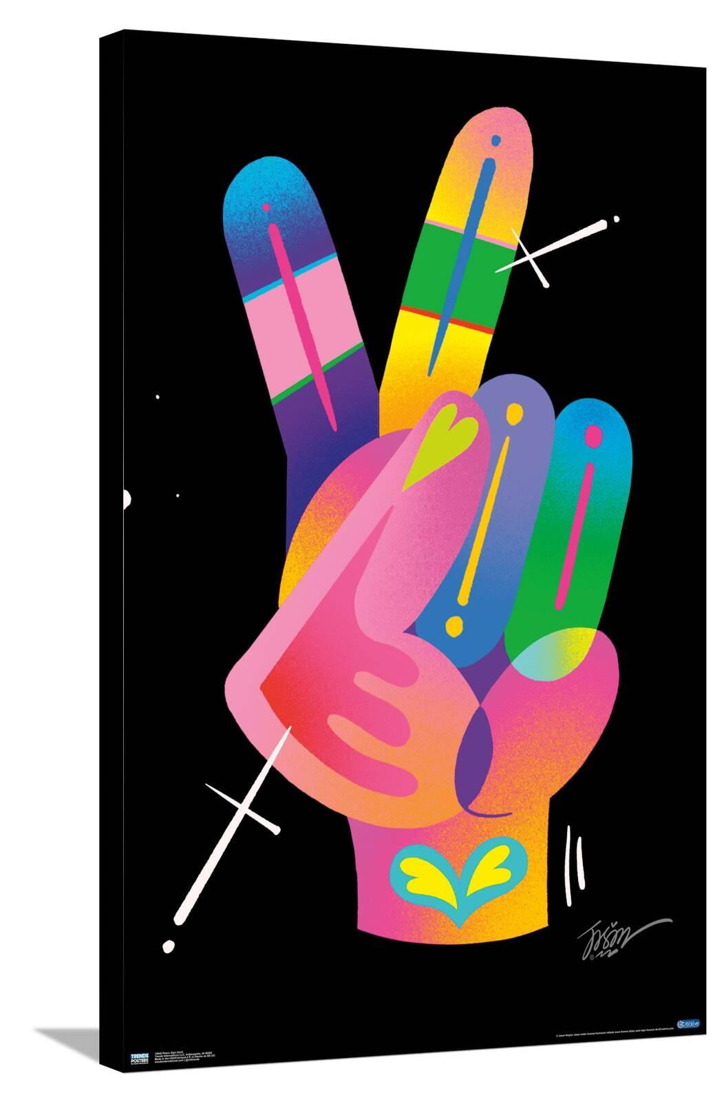 Jason Naylor - Peace Sign Hand Canvas Wall Poster, 22.375" x 34 ...