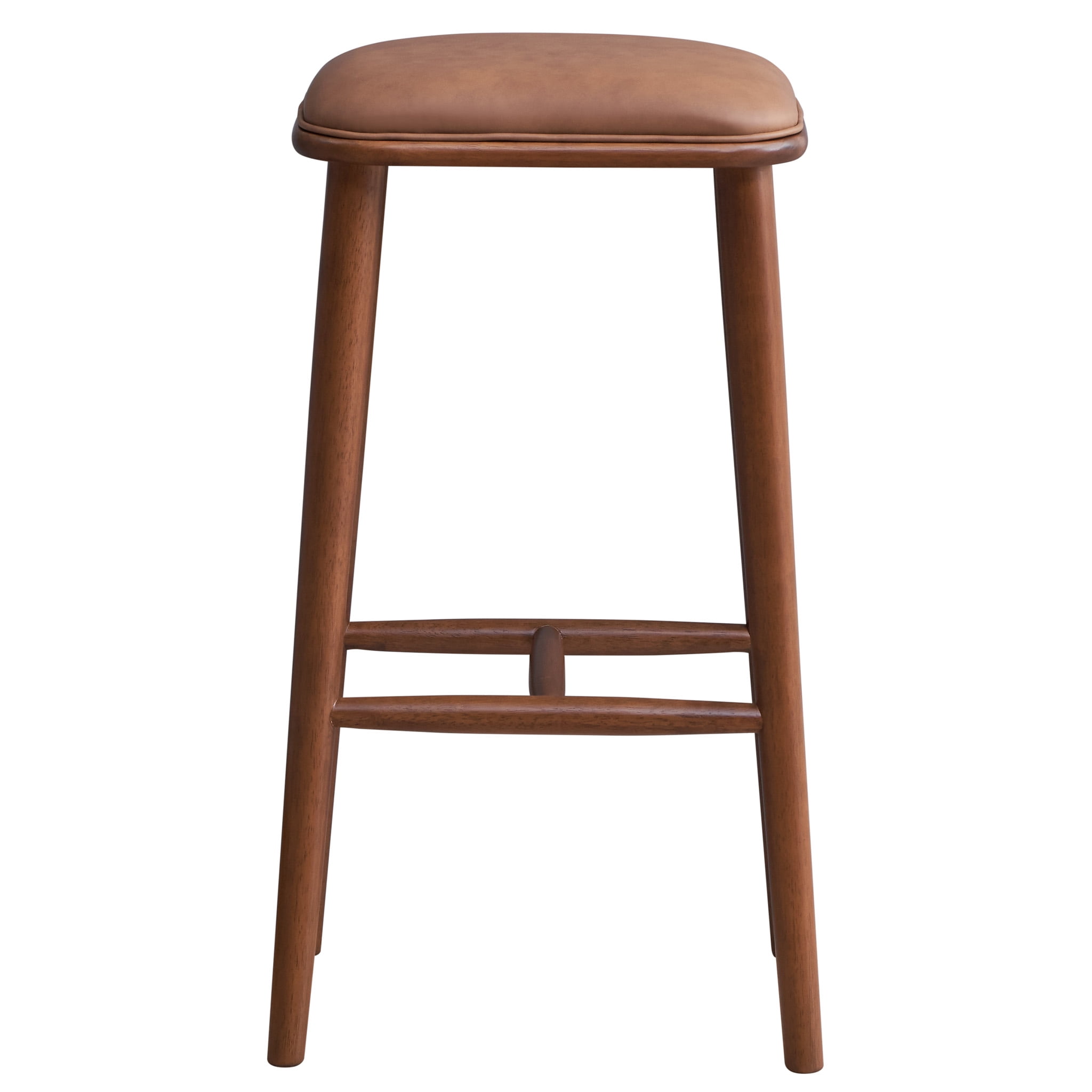 Jason Pu Leather Bar Stool,Brown,Light Tan,Wood Pu Leather,Solid Wood ...