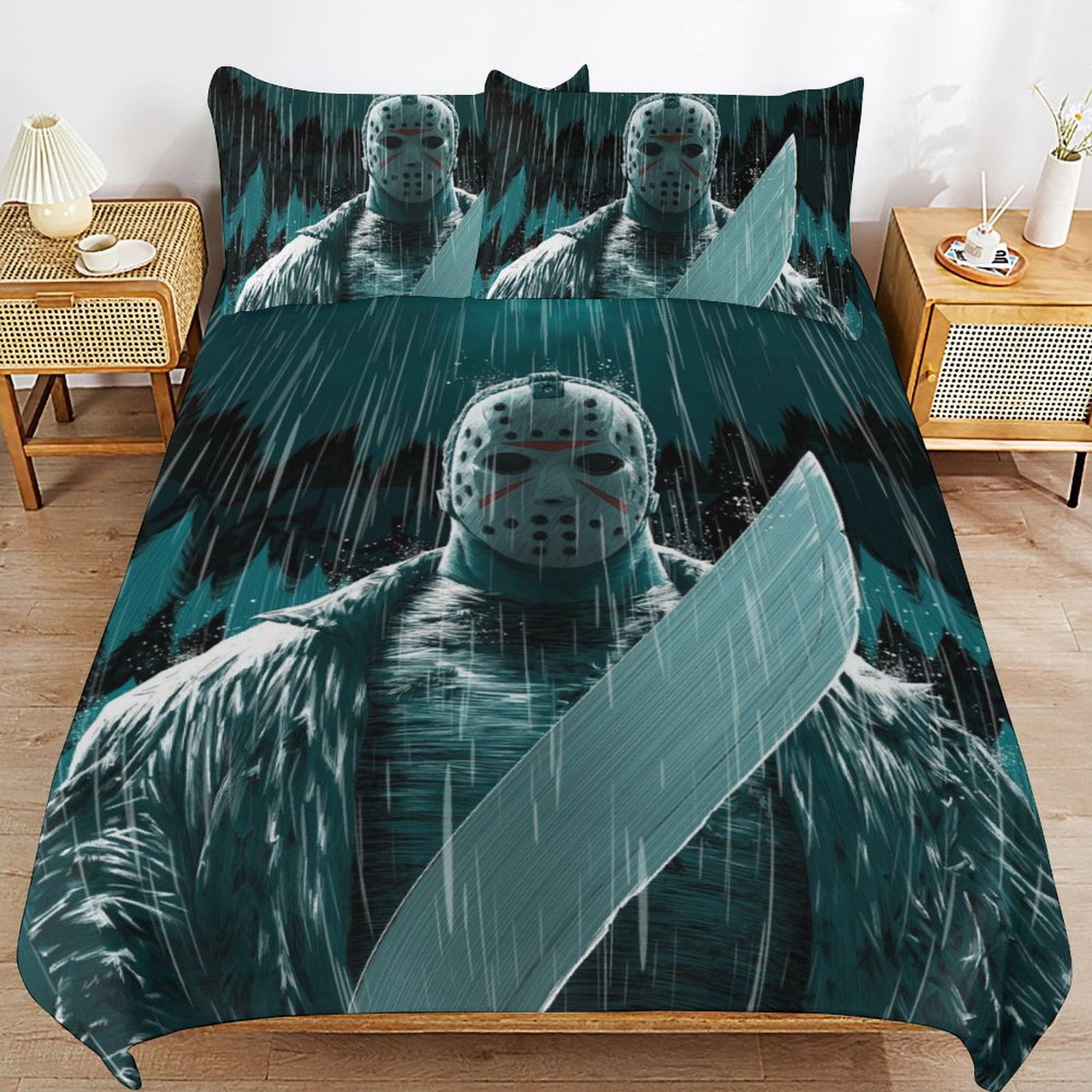 Jason Voorhees 3-Piece Full Bedding Set,Friday the 13th Bed Set with 1 ...