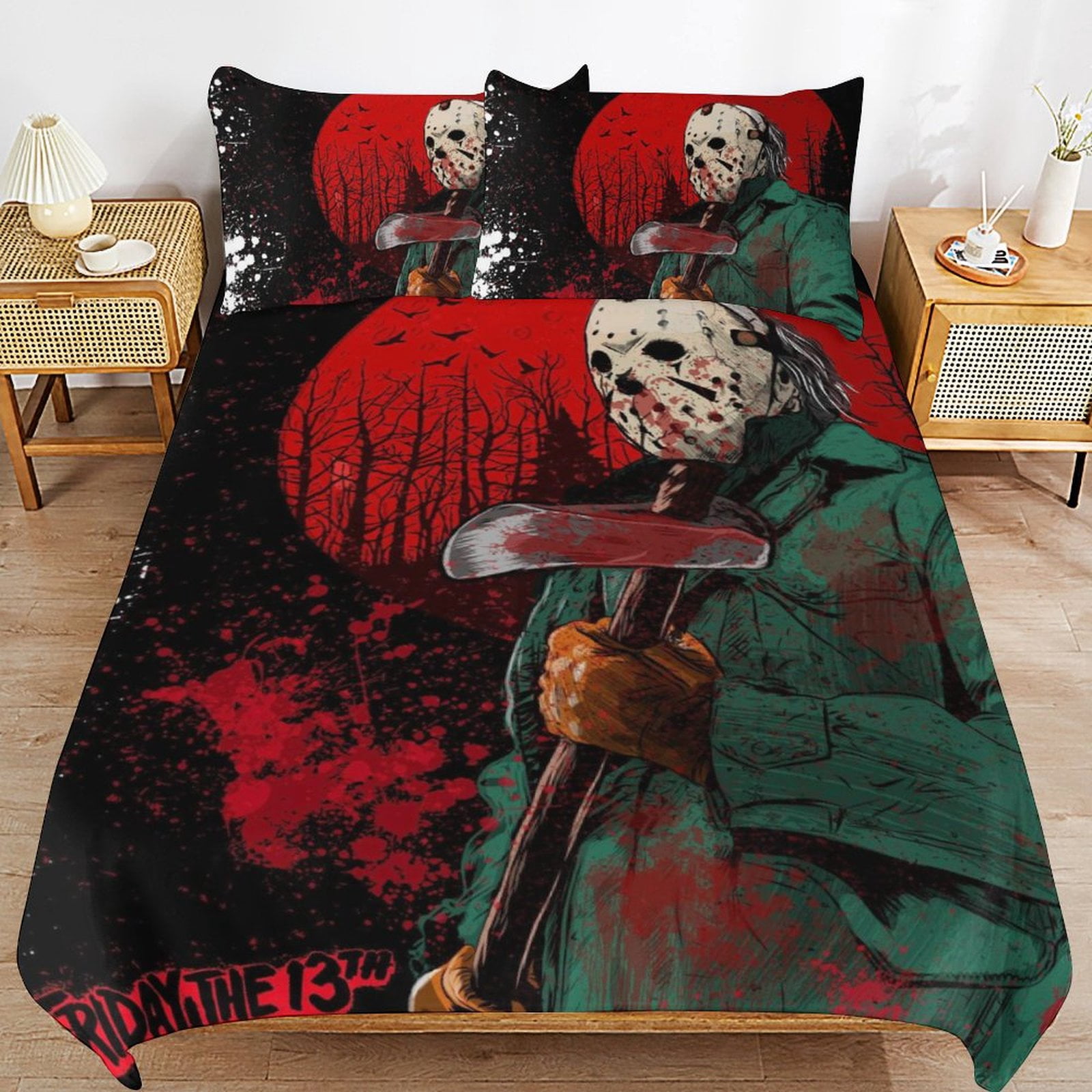 Jason Voorhees 3-Piece Full Bedding Set,Friday the 13th Bed Set with 1 ...