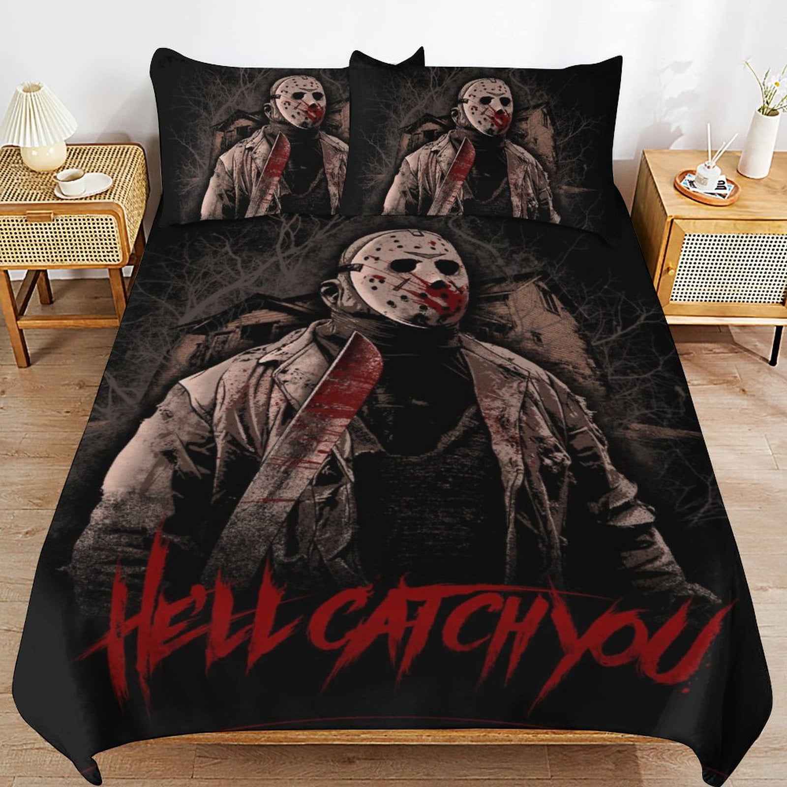 Jason Voorhees 3-Piece Queen Bedding Set,Friday the 13th Bed Set with 1 ...
