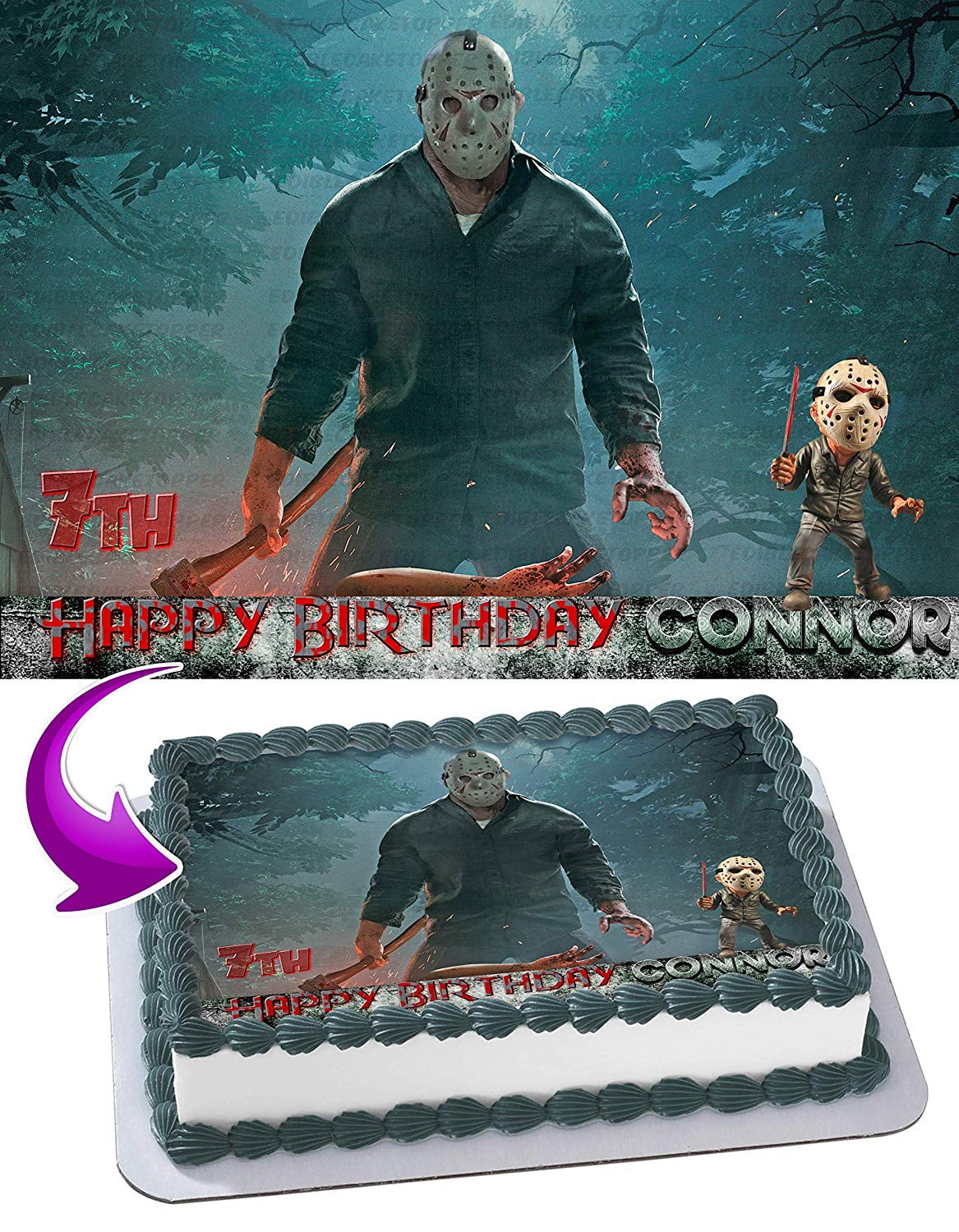 Jason Voorhees Edible Cake Image Topper Personalized Birthday Party 1/4 ...