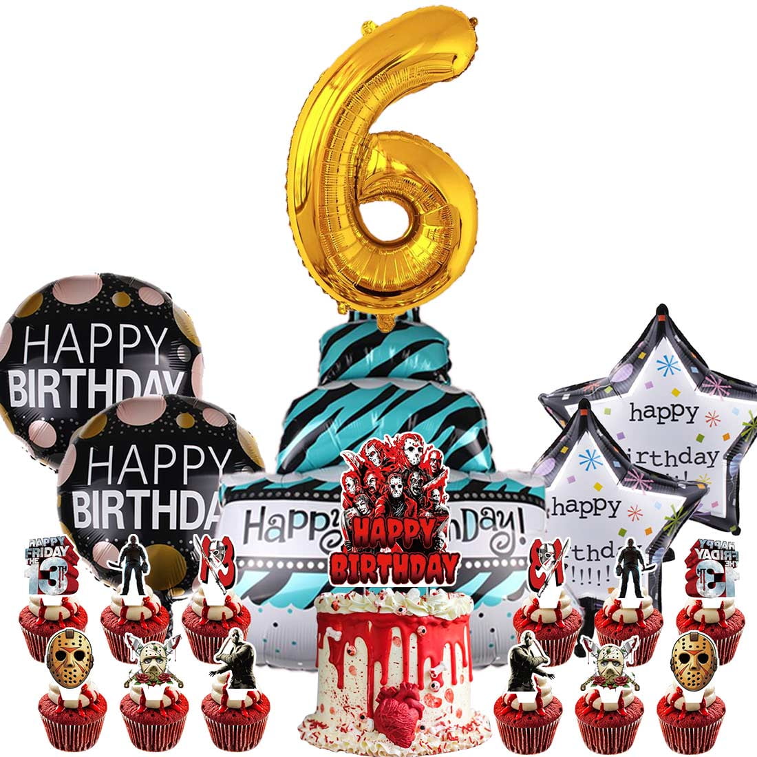 Jason Voorhees Friday The 13th Party Supplies 6th Decor Kit Balloons ...