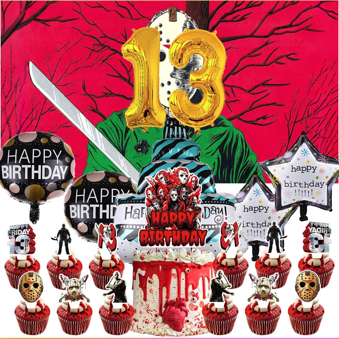 Jason Voorhees Friday The 13th Party Supplies Decor 13th Kit Balloons ...