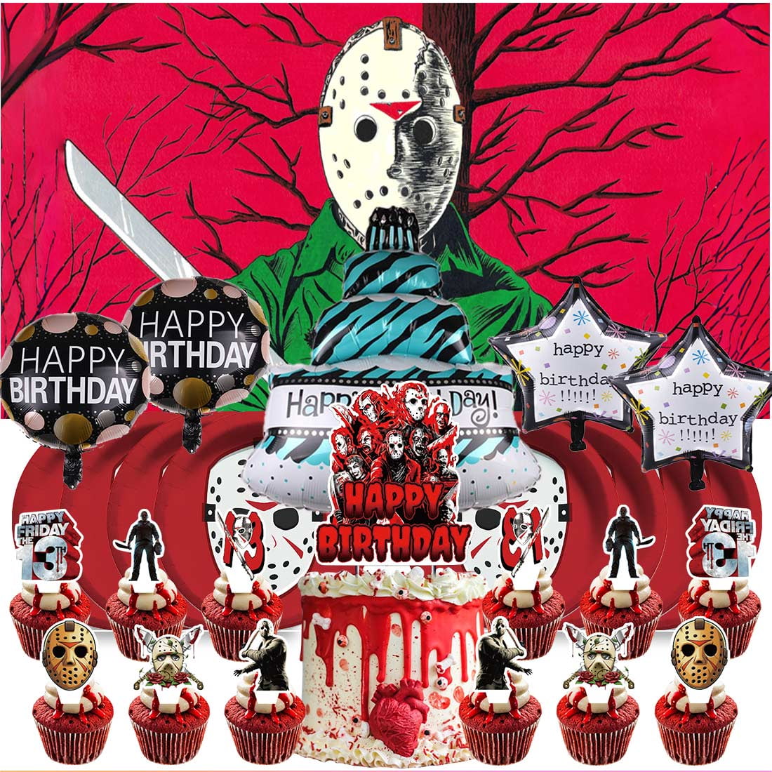 Jason Voorhees Friday The 13th Supplies Plates Decoration Backdrop ...