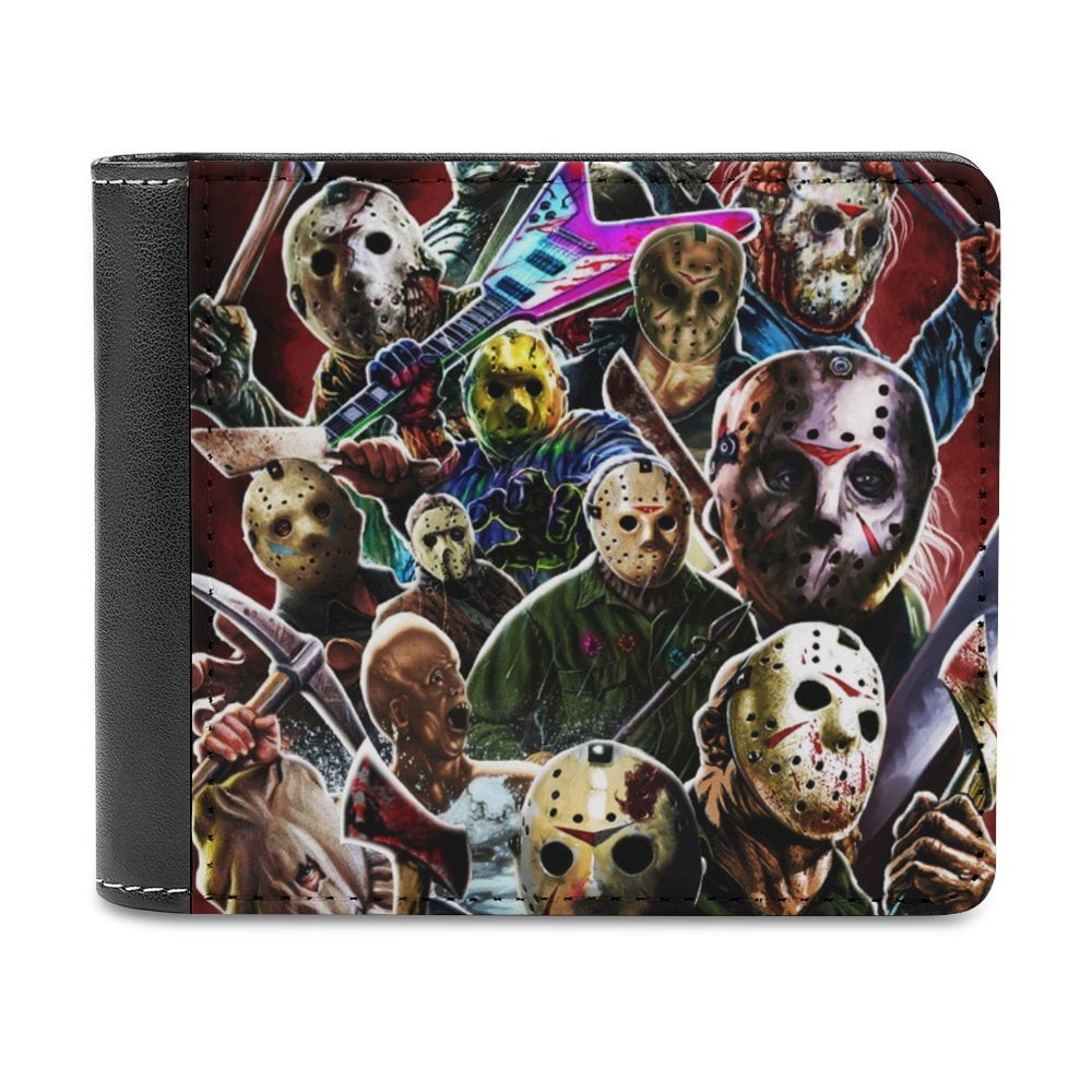 Jason Voorhees Leather Wallet for Men Women Two Fold Purse Slim Cash ...