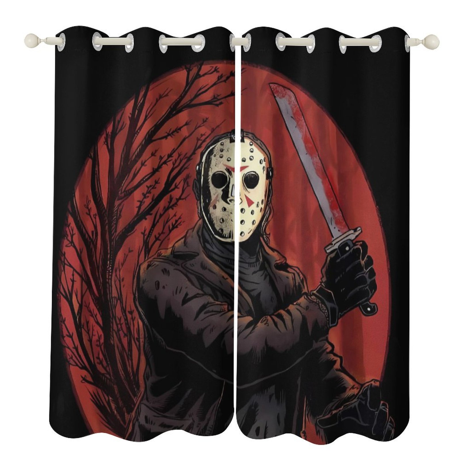 Jason Voorhees Perforated Curtain Blackout Curtains Decorative ...