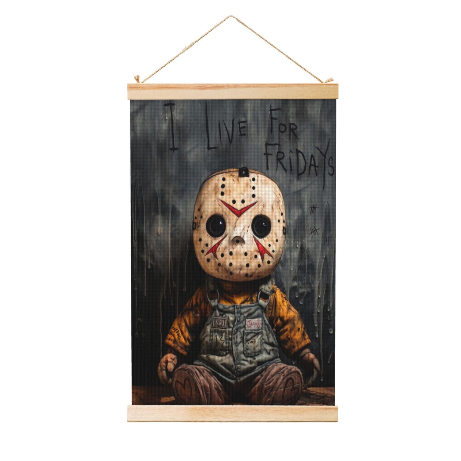 Jason Voorhees Poster Canvas Wooden Shaft Hanging Poster Home Decor ...