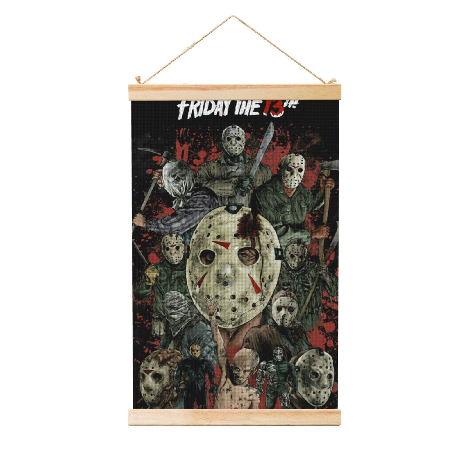 Jason Voorhees Poster Canvas Wooden Shaft Hanging Poster Home Decor ...