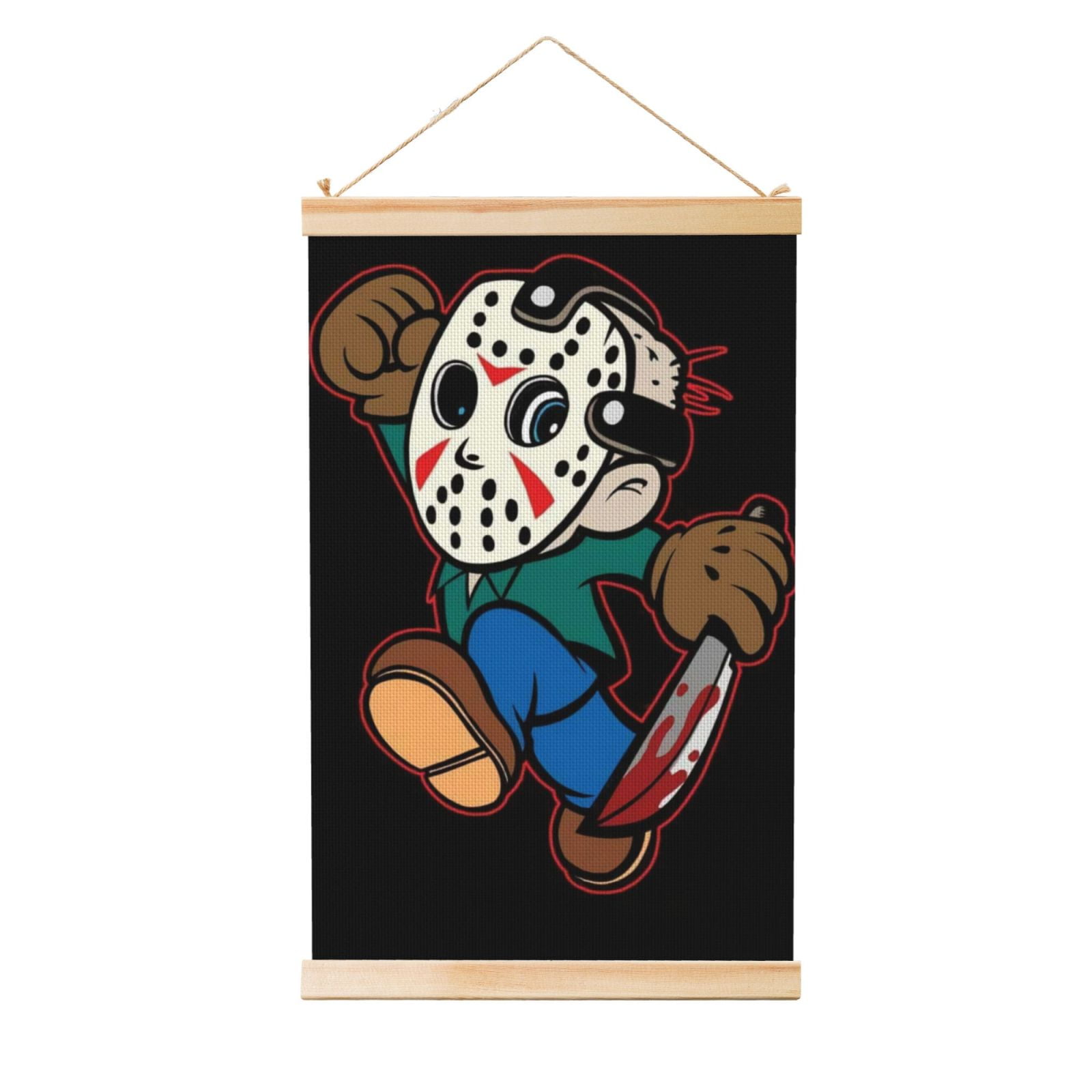 Jason Voorhees Poster Canvas Wooden Shaft Hanging Poster Home Decor ...