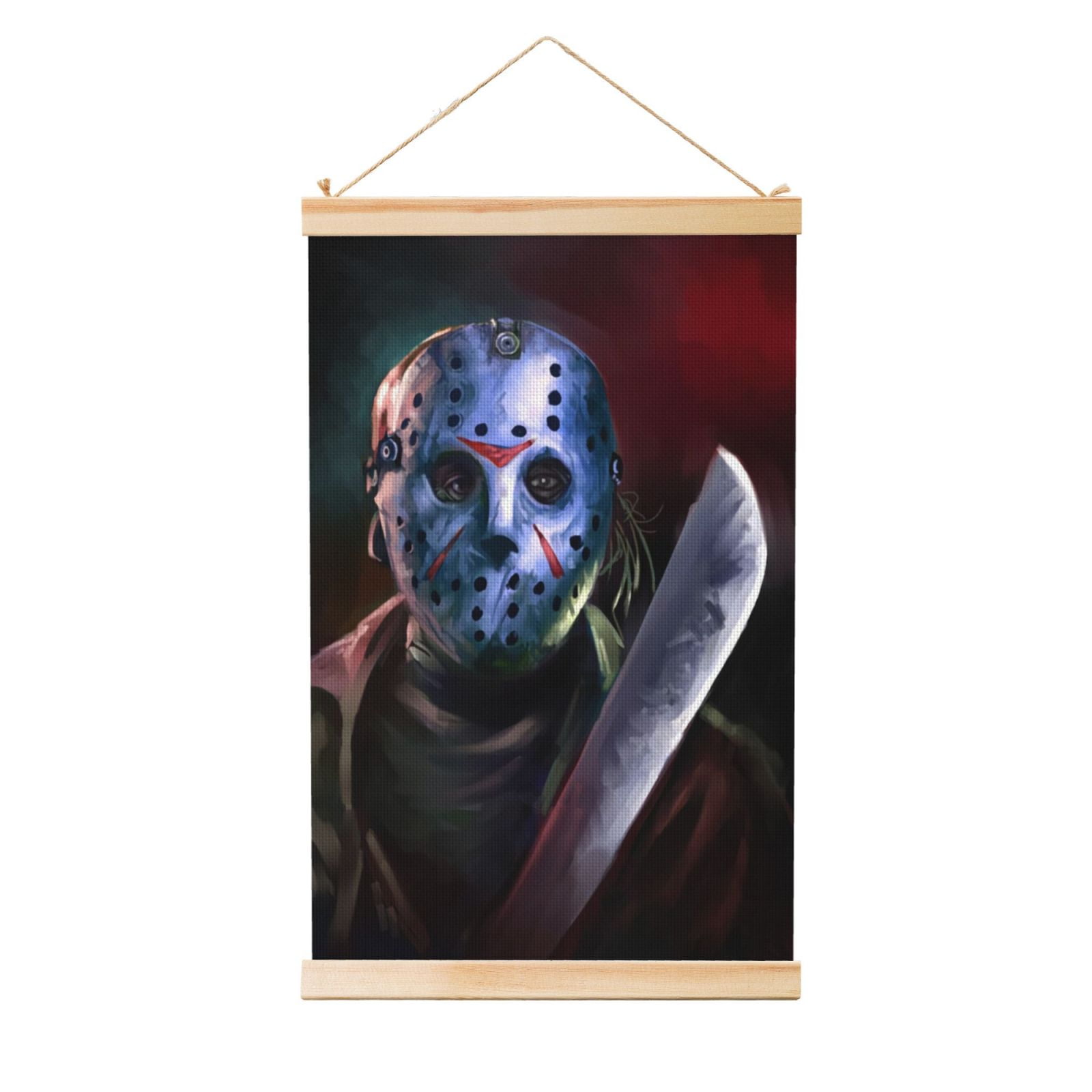 Jason Voorhees Poster Canvas Wooden Shaft Hanging Poster Home Decor ...