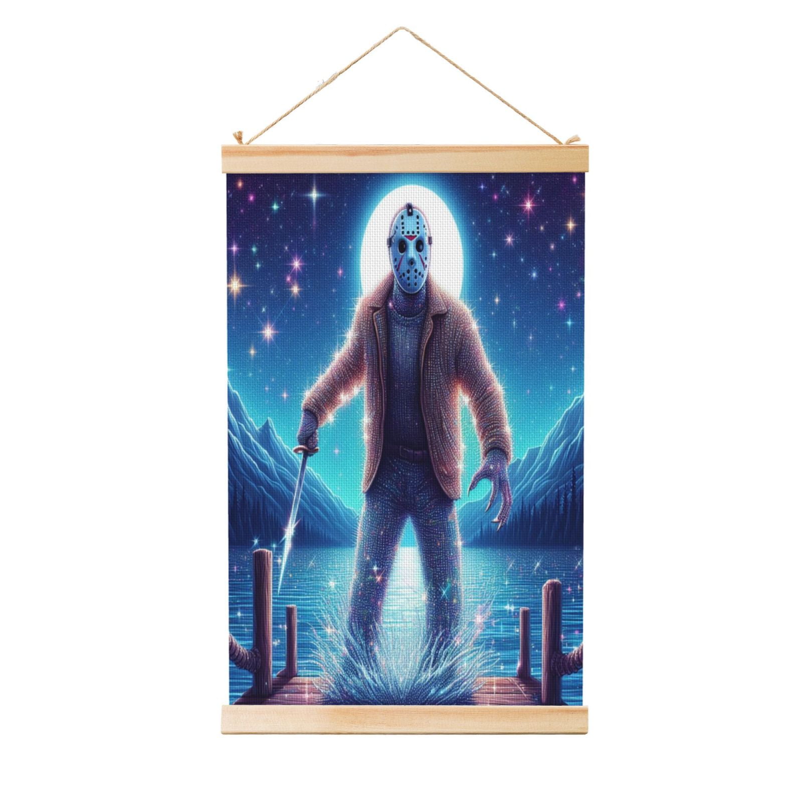 Jason Voorhees Poster Canvas Wooden Shaft Hanging Poster Home Decor ...