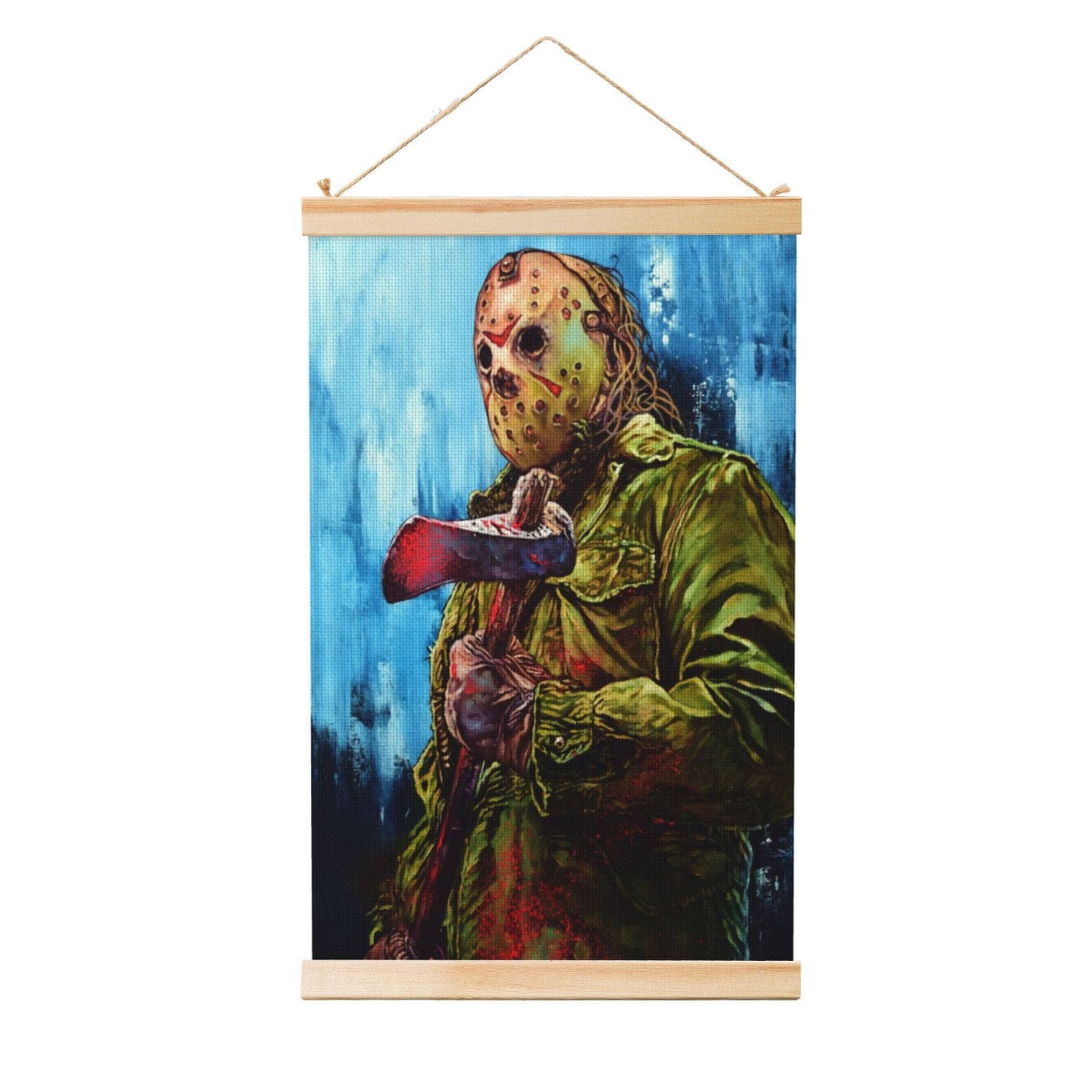 Jason Voorhees Poster Canvas Wooden Shaft Hanging Poster Home Decor ...