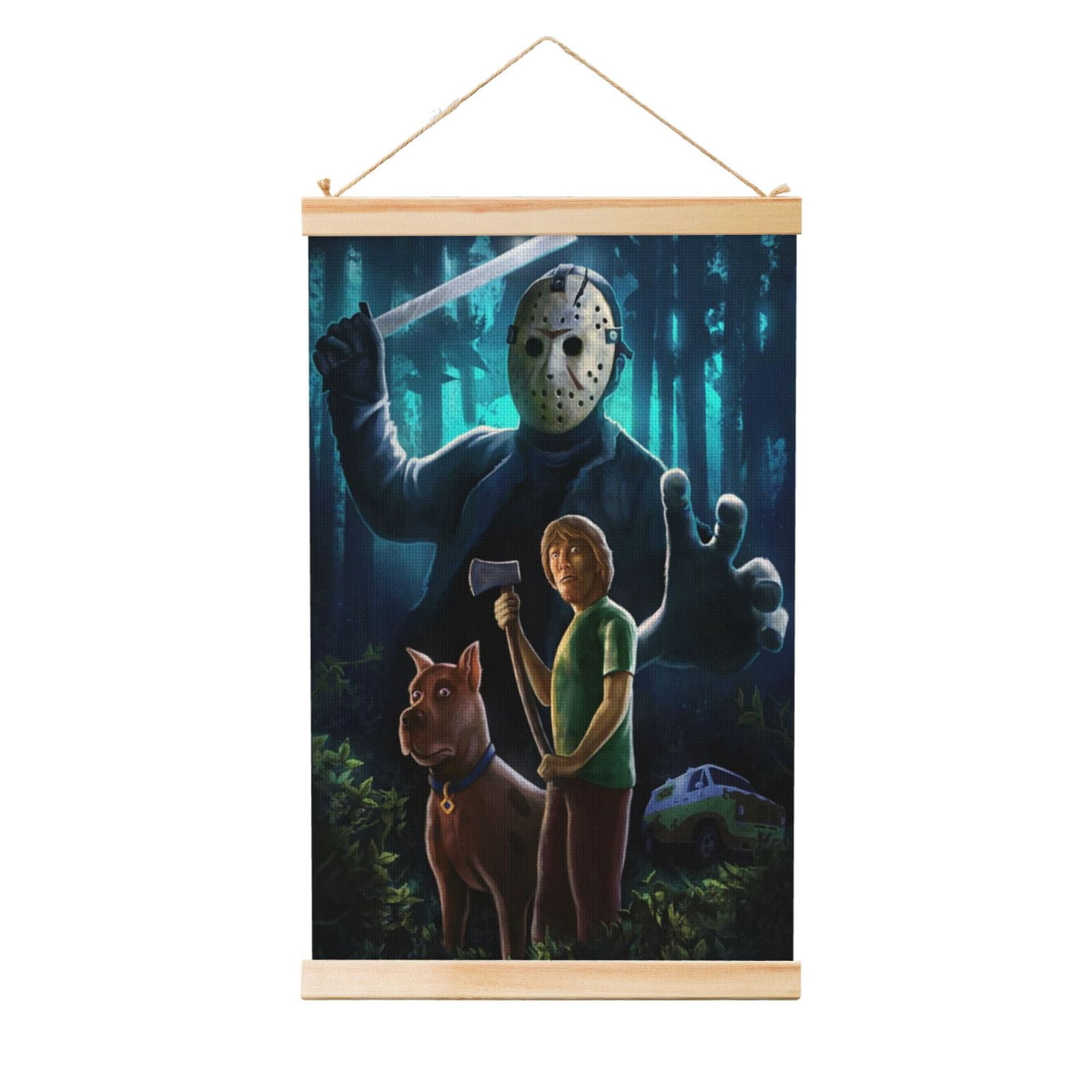 Jason Voorhees Poster Canvas Wooden Shaft Hanging Poster Home Decor ...
