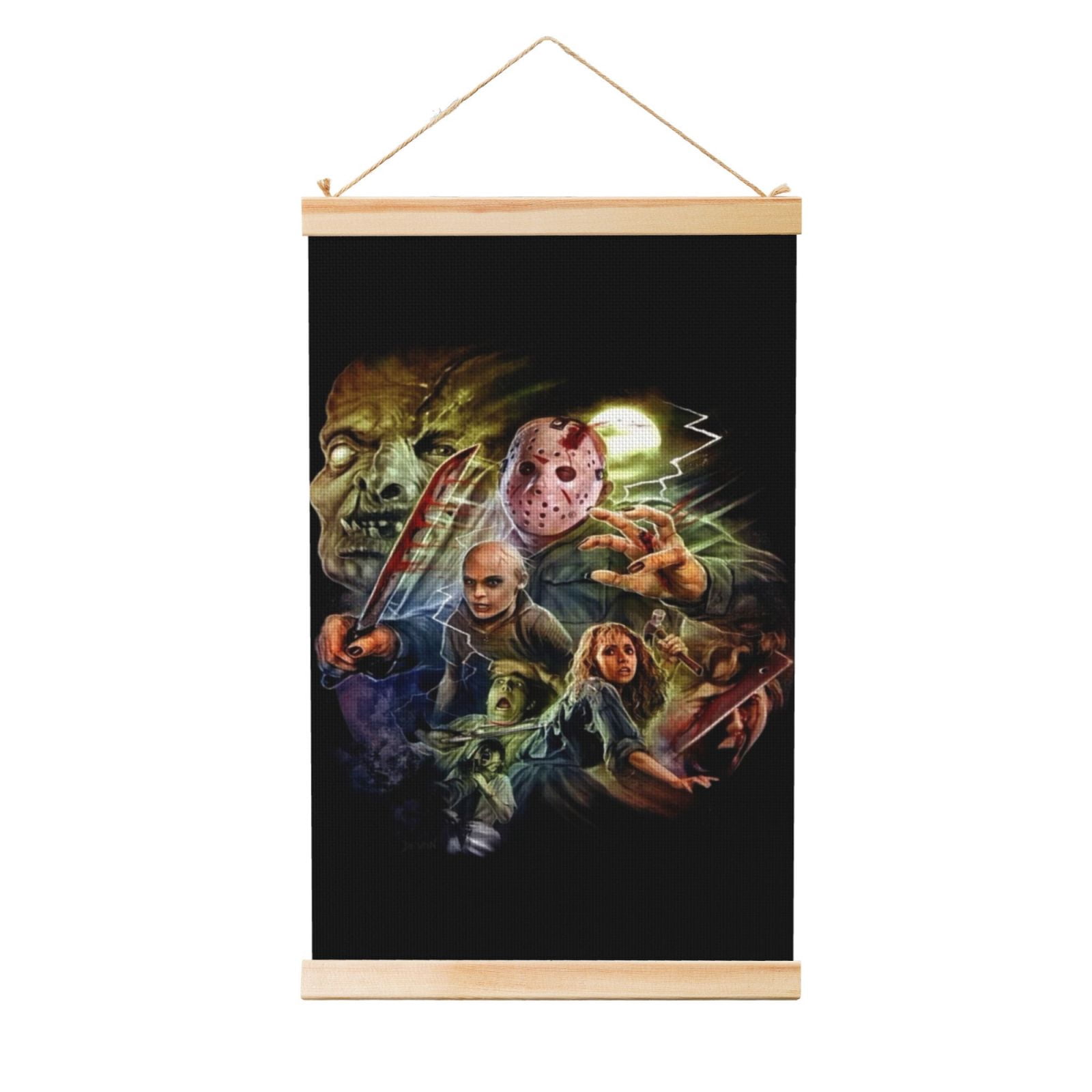 Jason Voorhees Poster Canvas Wooden Shaft Hanging Poster Home Decor ...
