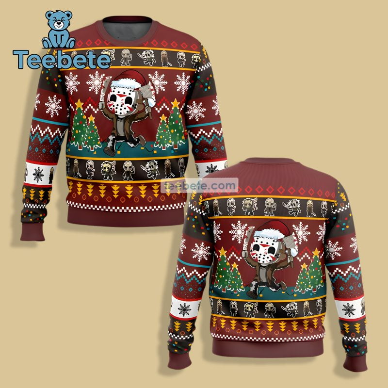 Jason Voorhees Santa Friday The 13Th Red Ugly Holiday Sweater - Walmart.com